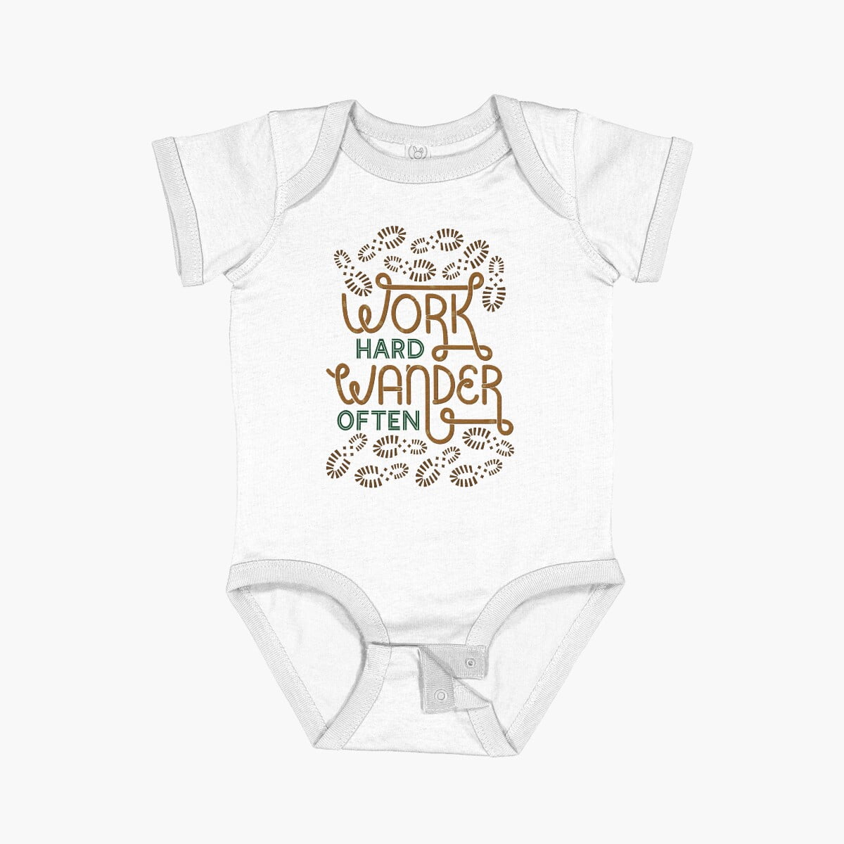 Bella Canvas Work Hard Wander Often Short Sleeve Baby One-Piece Newborn Gender Neutral Outfit ...