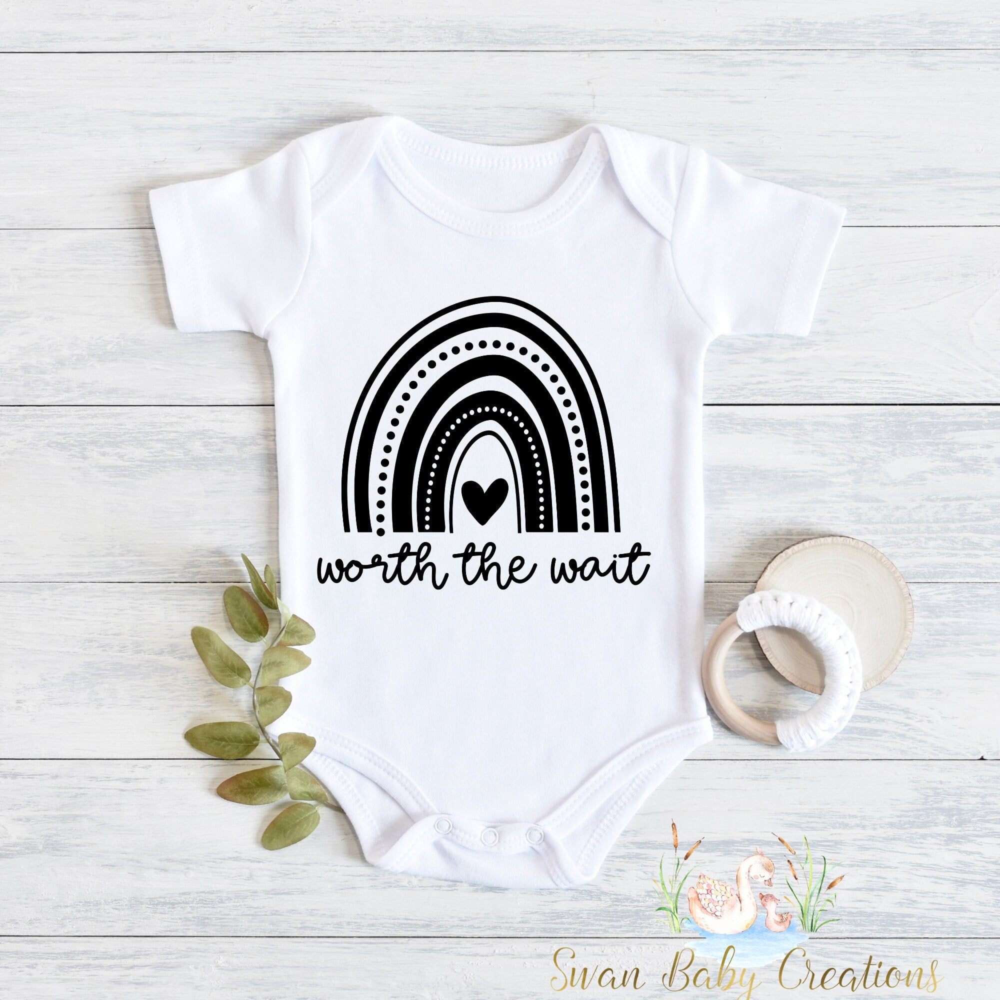 Bella Canvas with Worth The Wait, Rainbow Baby, Cute, Rainbow Baby Outfit, Sentimental Baby ...