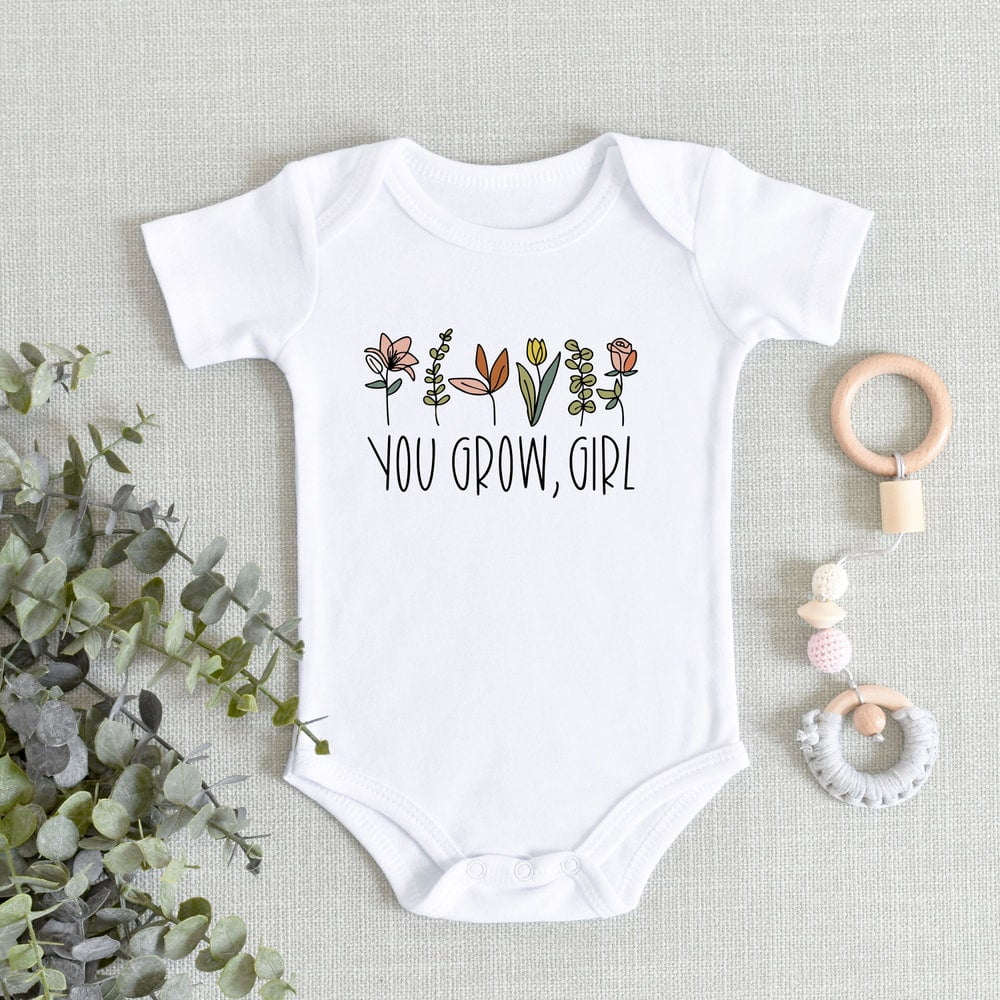 Bella Canvas with You Grow Girl, Little Wildflower Baby Girl Flower, Cute Baby Outfit, Unique ...