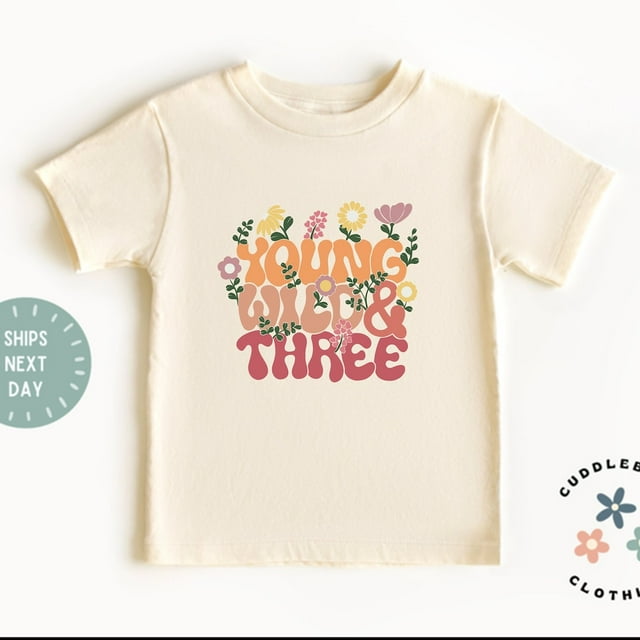 Bella Canvas Young Wild and Three Toddler Girl Shirt, Retro Girls Third ...