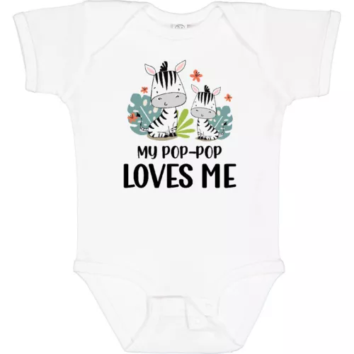 Bella Canvas Zebra My Pop-pop Loves Me Baby Grandchild Grandpa Grandfather Bodysuit - Walmart.com