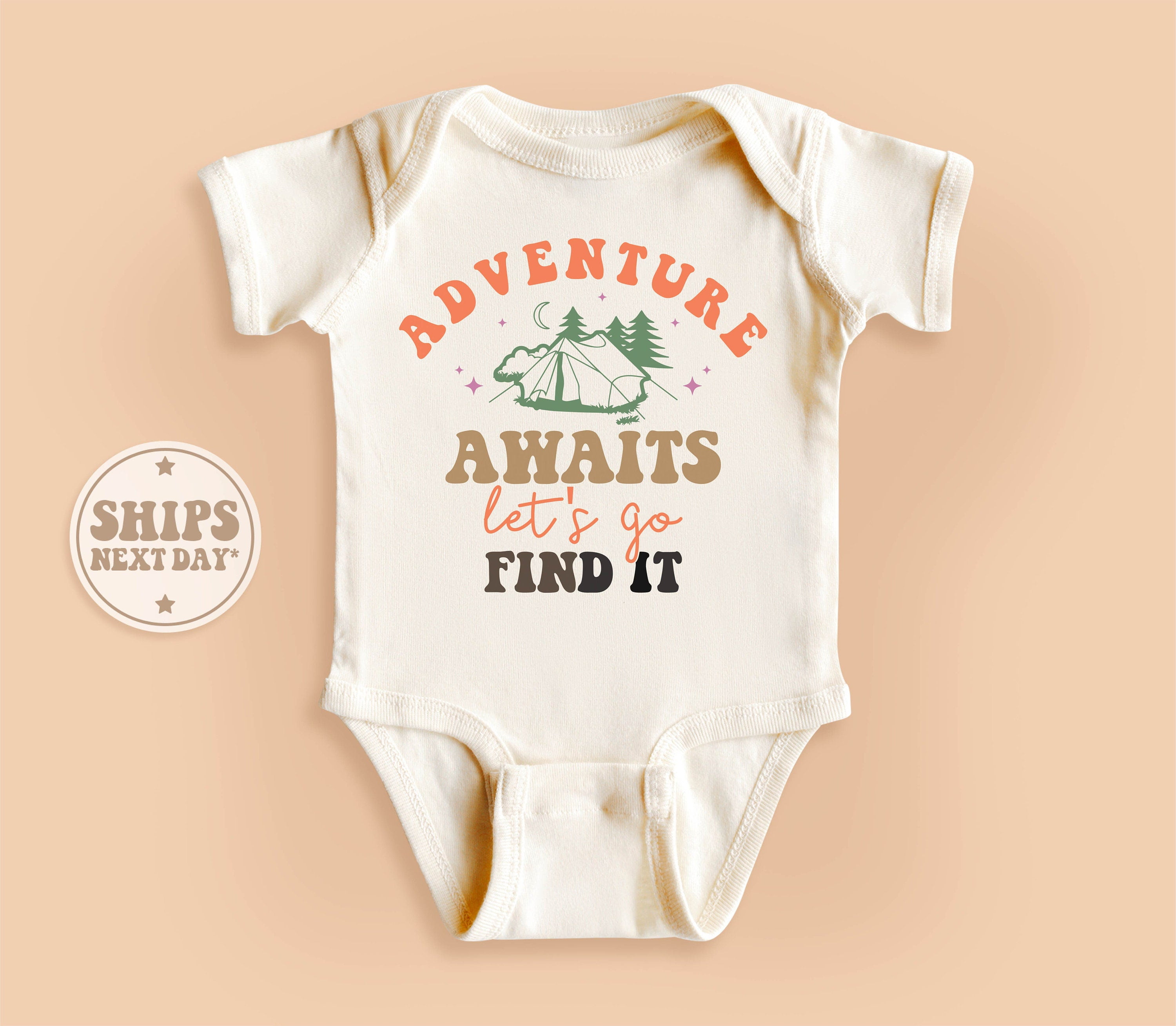 Bella Canvas with Adventure Awaits, Camping Natural Baby Gift, Let'S Go ...