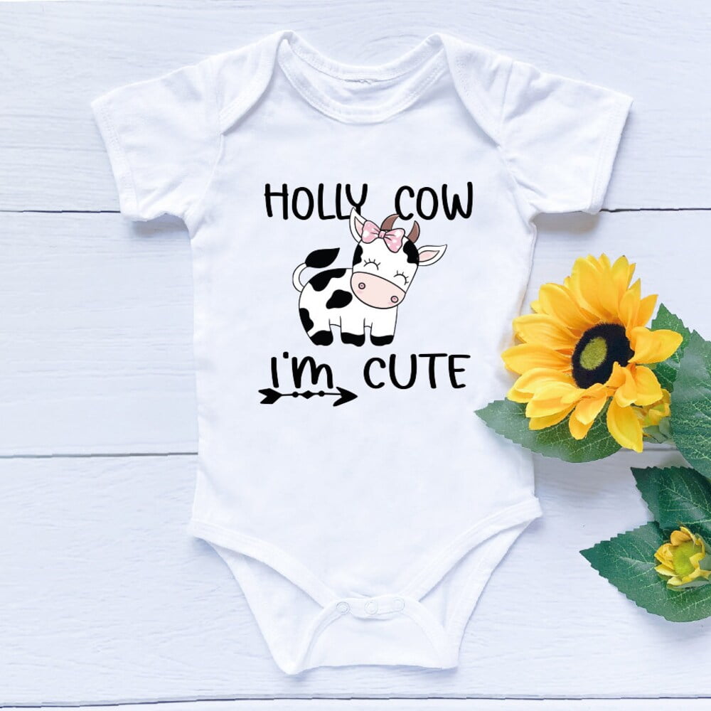 Bella Canvas with Animal, Holy Cow I'M Cute, Cow, Funny Baby Natural ...