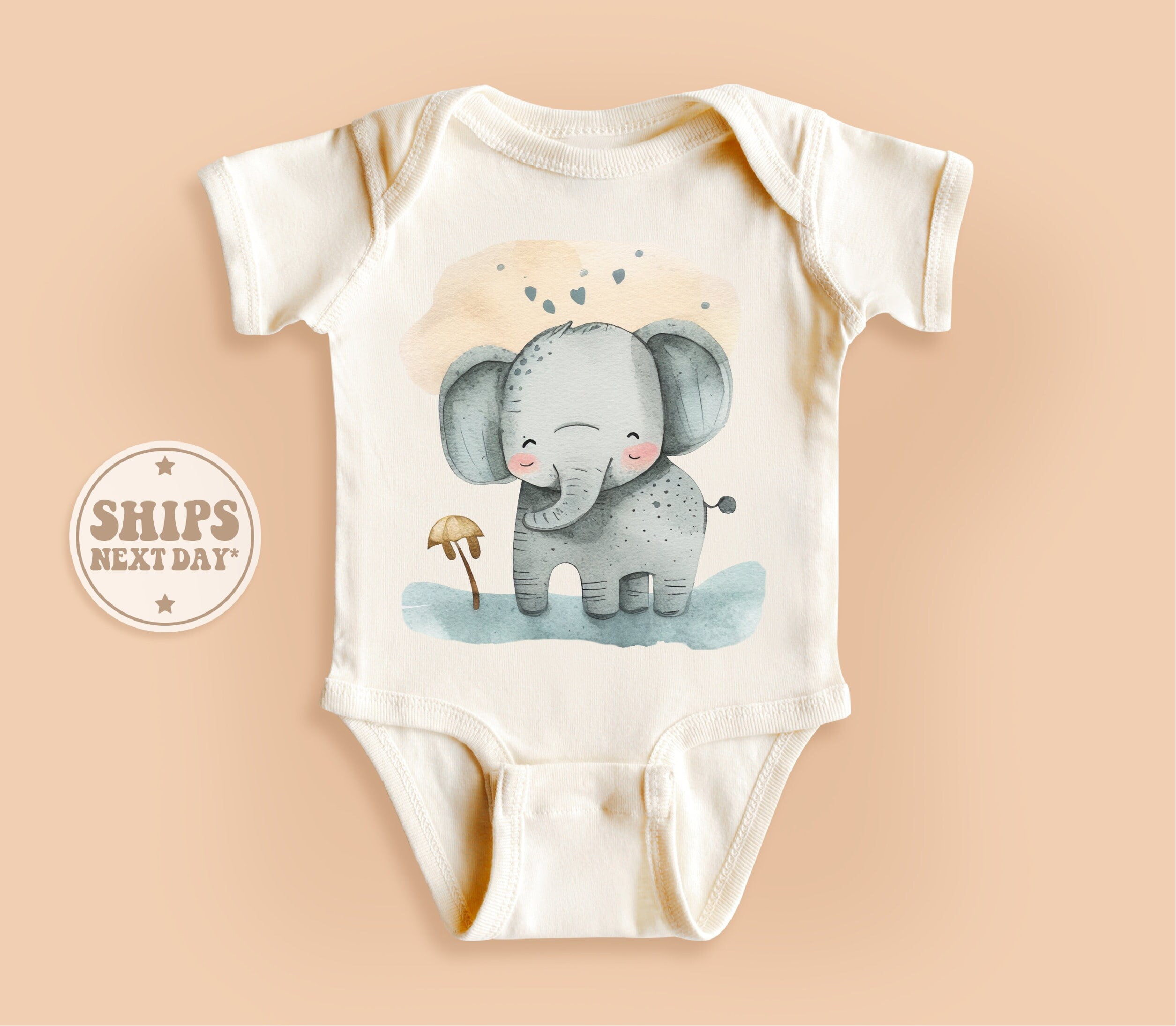 Bella Canvas with Baby Elephant, Elephant, Boho, Cute and Cool, Baby Boy or Girl Bodysuit Gift ...