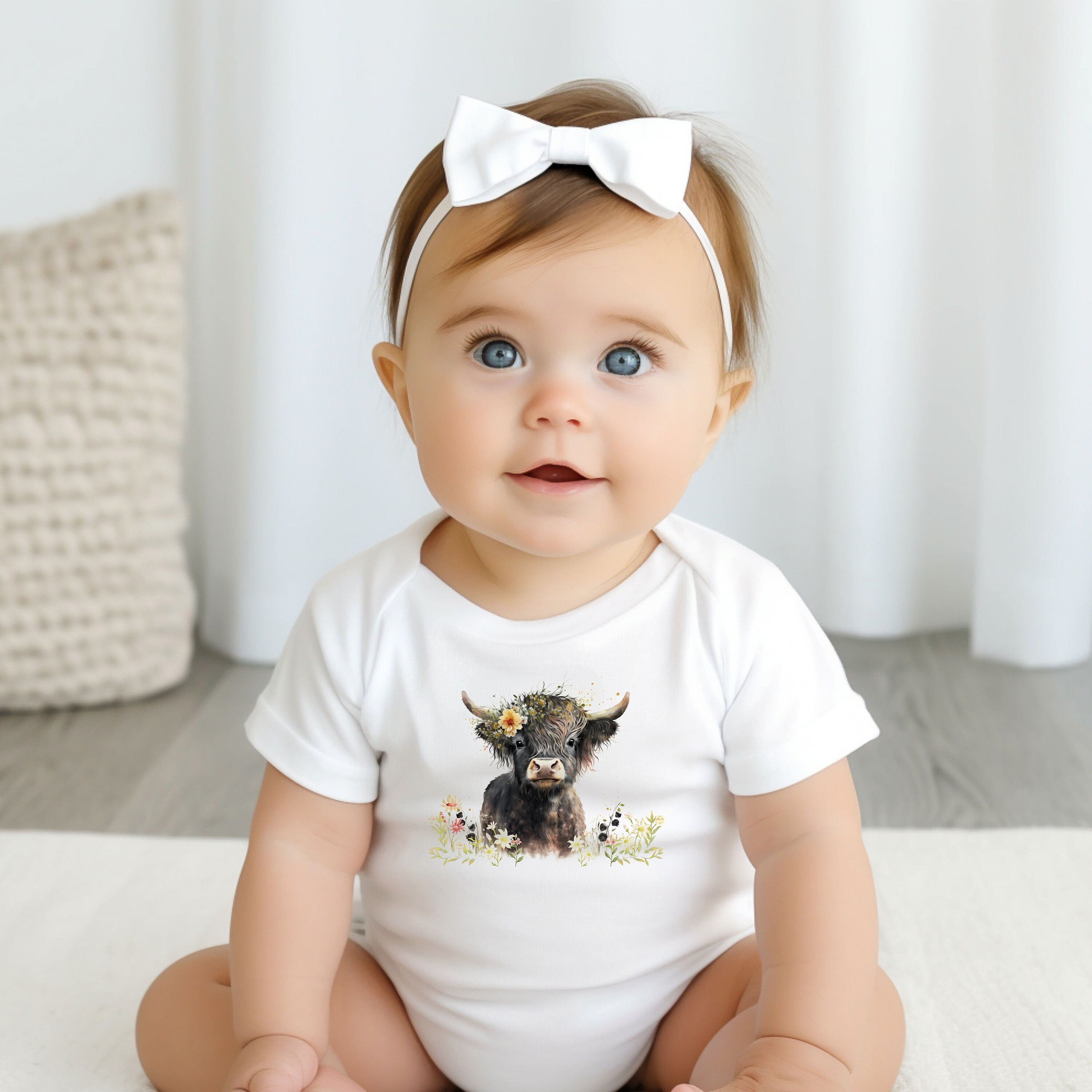 Bella Canvas with Baby Highland Cow, Highland Cow, Country Baby, Farming Baby Gift Cute and Cool ...