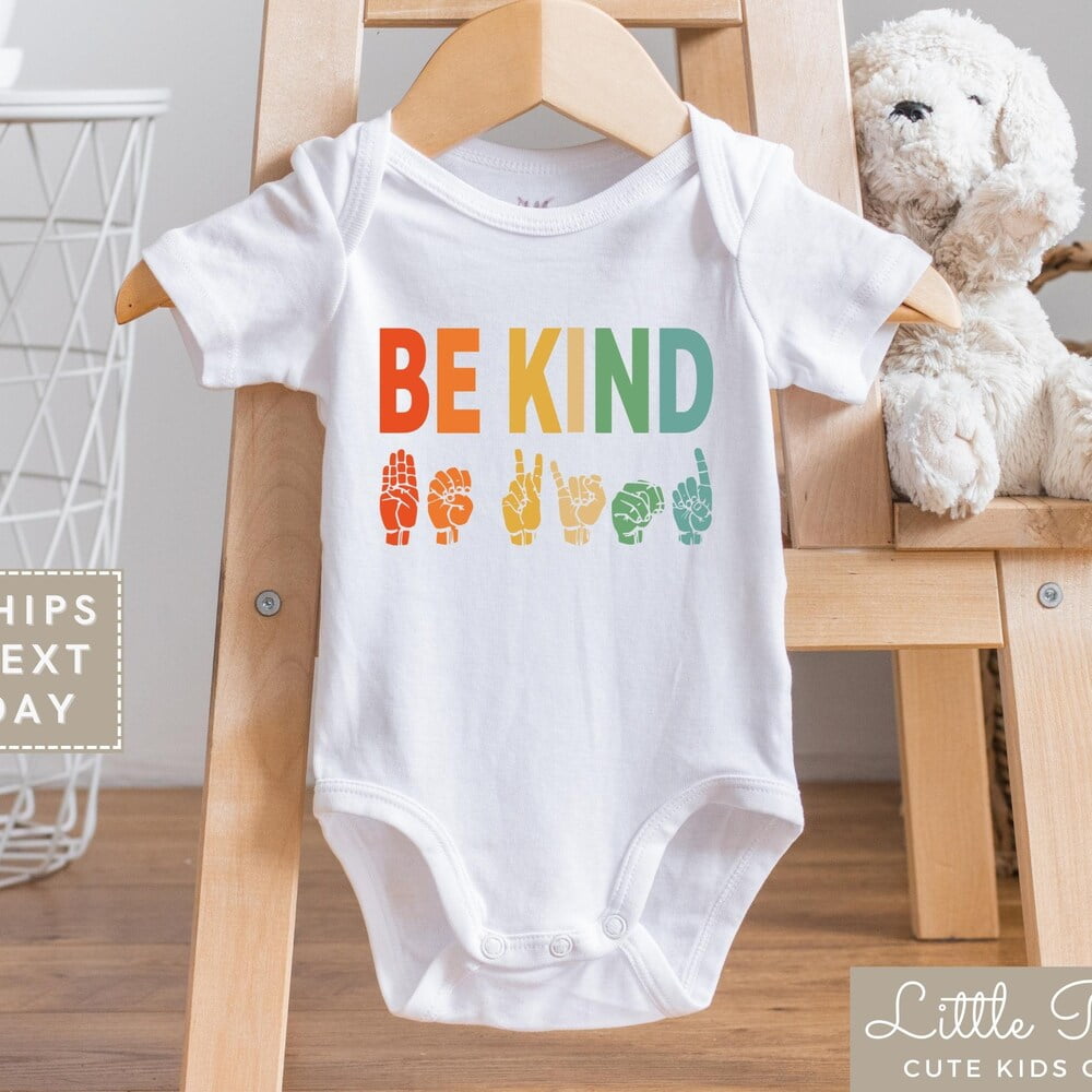 Bella Canvas with Be Kind Rainbow, Sign Language Kids Shirt, Asl T ...