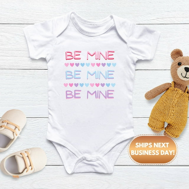 Bella Canvas with Be Mine - Valentine'S, Funny Valentine'S Day, Baby'S First Valentine Body Suit ...