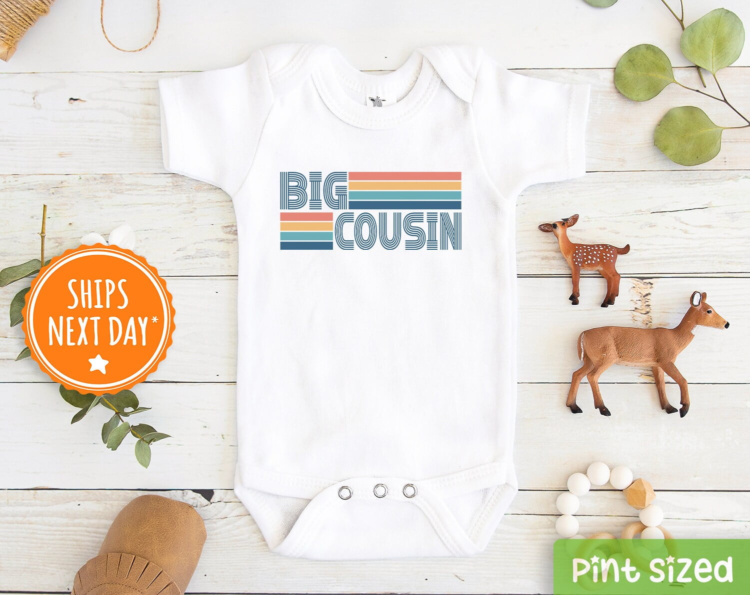 Bella Canvas with Big Cousin, Retro Big Cousin, Cute Big Cousin Gift Cute Baby Boy or Girl ...