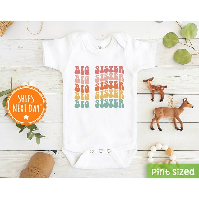 Bella Canvas with Big Sister, Retro Big Sister, Vintage Big Sister Gift Cute Baby Boy or Girl ...