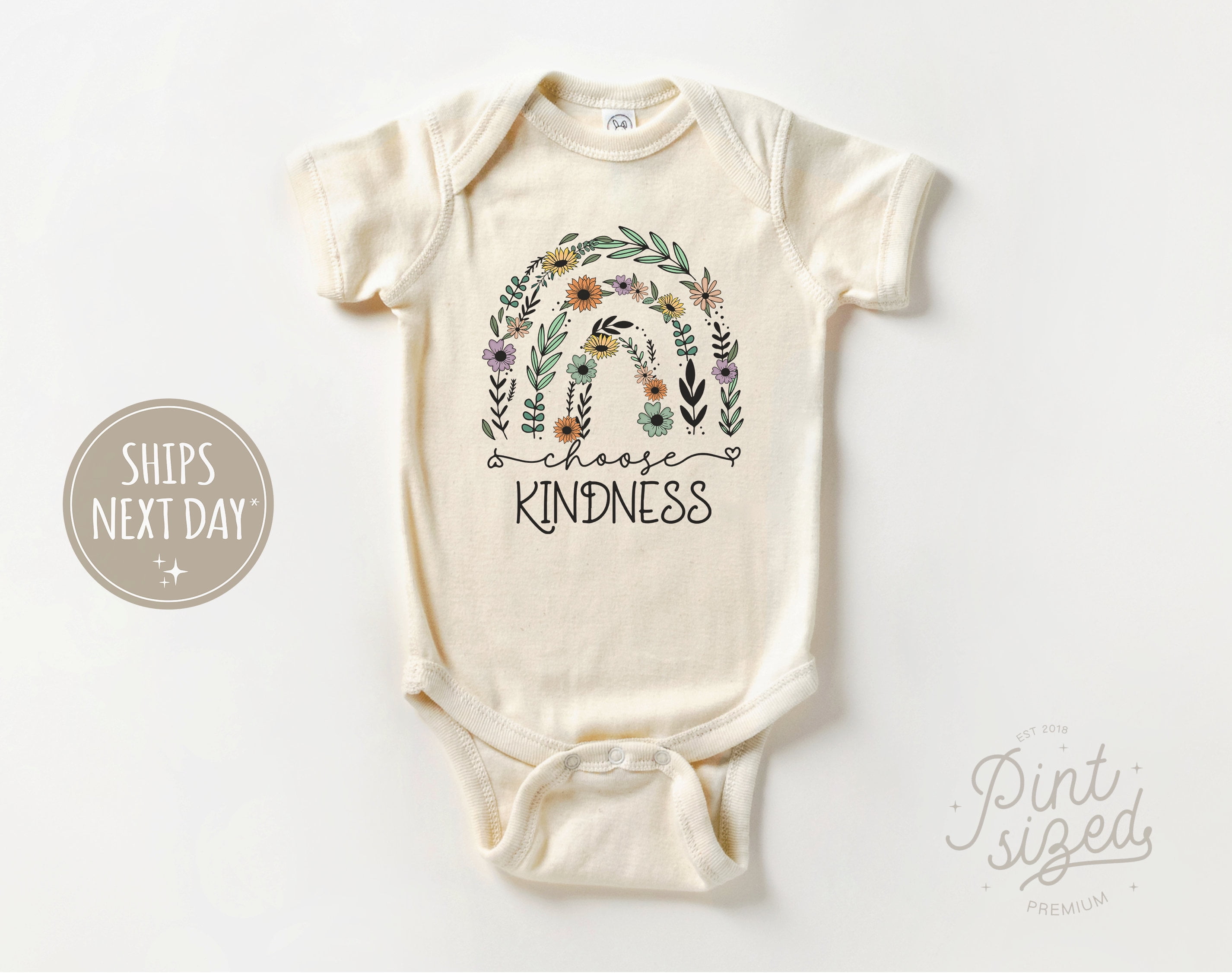 Bella Canvas with Choose Kindness, Boho Floral, Cute Summer Cute Baby Boy or Girl Bodysuit Gift ...