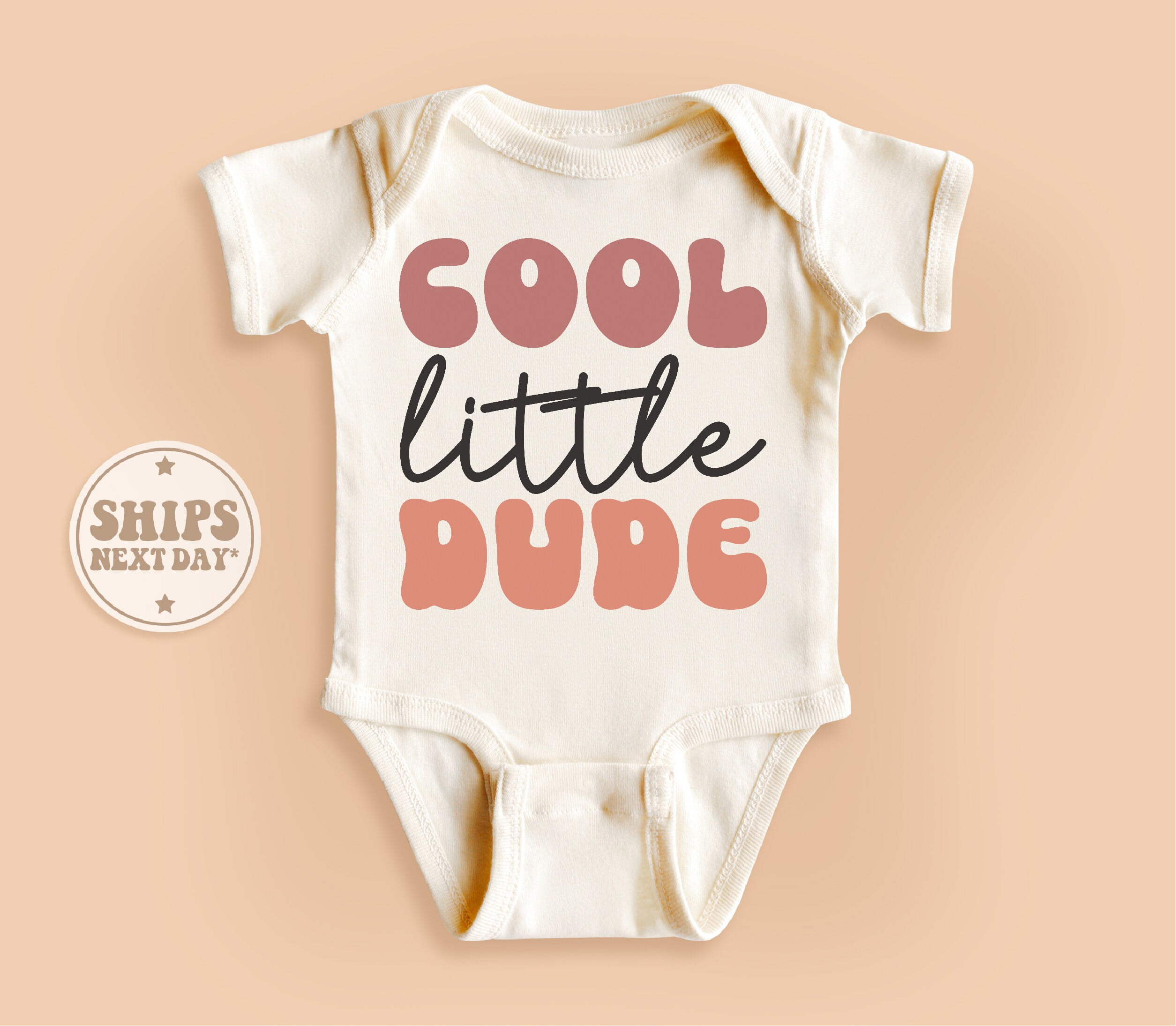 Bella Canvas with Cool Little Dude, Little Dude, , Boho Cute and Cool, Baby Boy or Girl Bodysuit ...