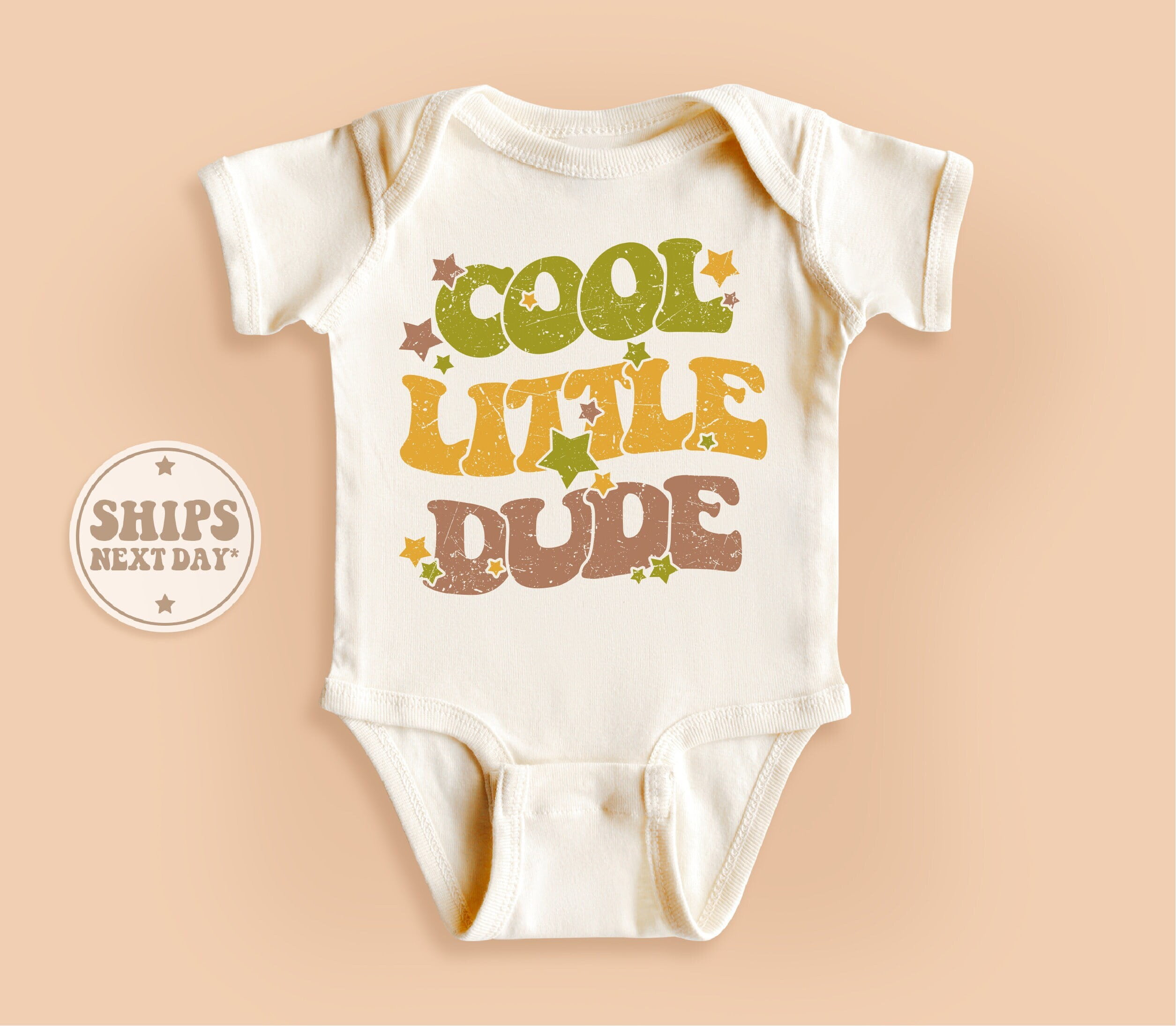 Bella Canvas with Cool Little Dude, Little Dude, Vintage Natural, Boho Cute and Cool, Baby Boy ...