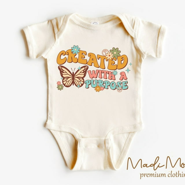 Bella Canvas with Created With Purpose, Boho Butterfly Cute Baby Boy or Girl Bodysuit Gift ...