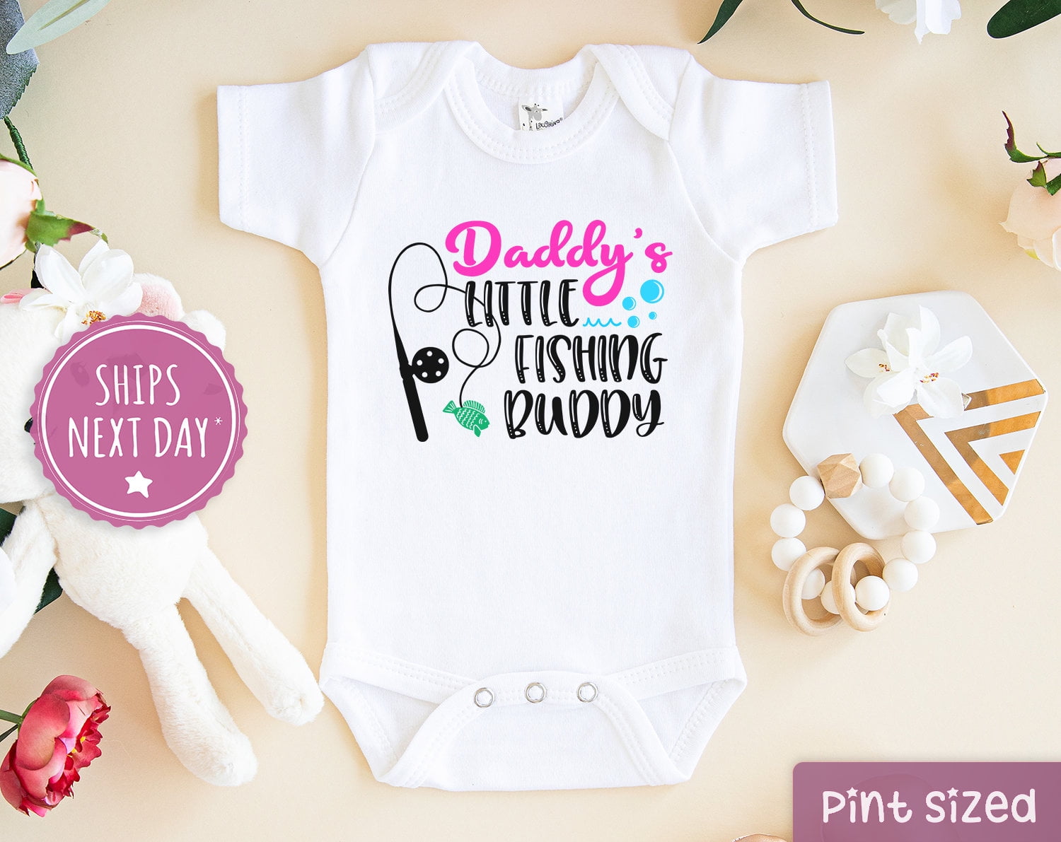 Bella Canvas with Daddy'S Fishing Buddy Baby Girl, Cute Father'S Day Cute Baby Boy or Girl ...