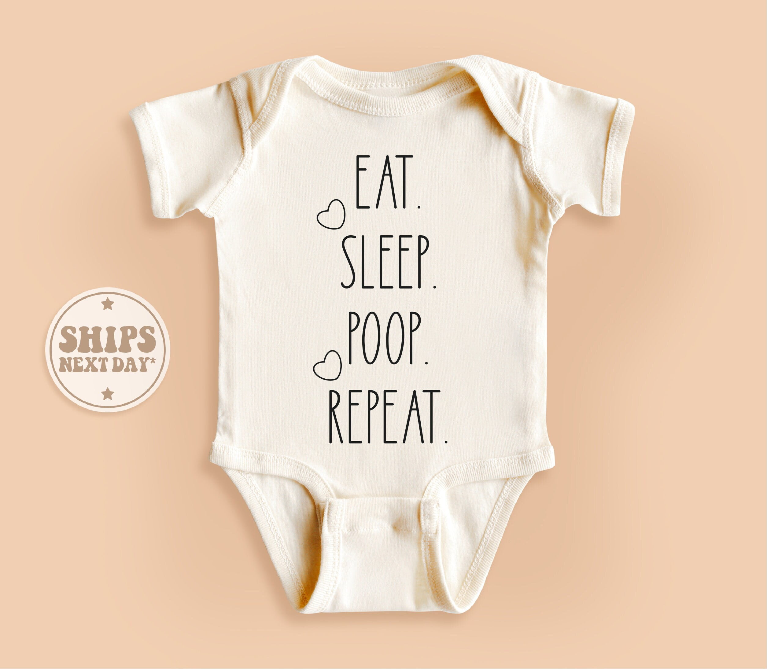 Bella Canvas with Eat Sleep Poop Repeat, Funny Baby Retro Natural, Cute ...