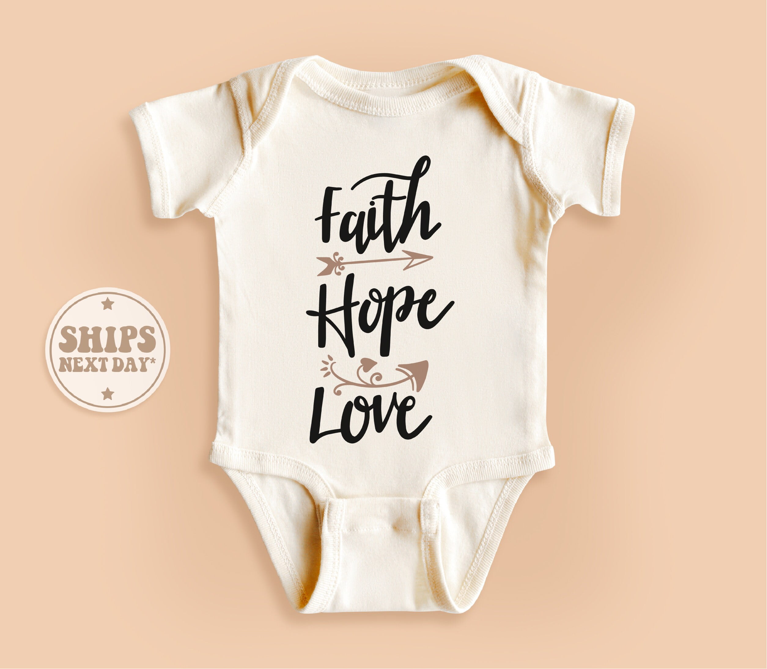 Bella Canvas with Faith Hope Love, Christian, Religious Natural Baby ...