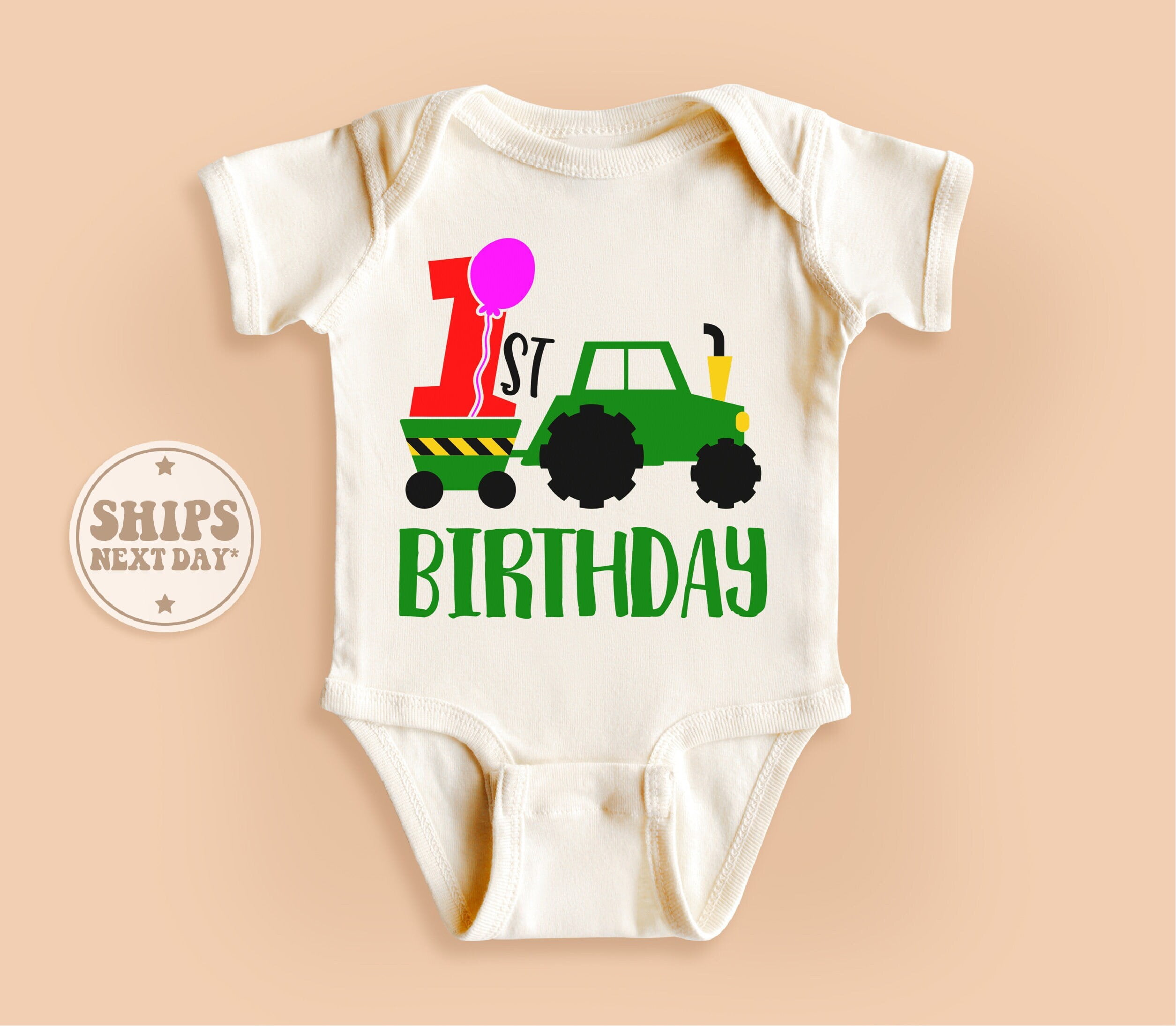 Bella Canvas with Farmer Kid Birthday Party, Tractor, Vintage Natural ...