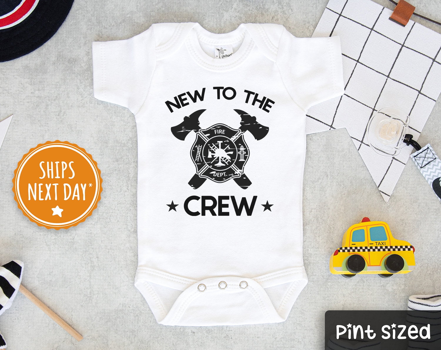 Bella Canvas with Firefighter, Cute New To The Crew, Fireman Cute Baby ...