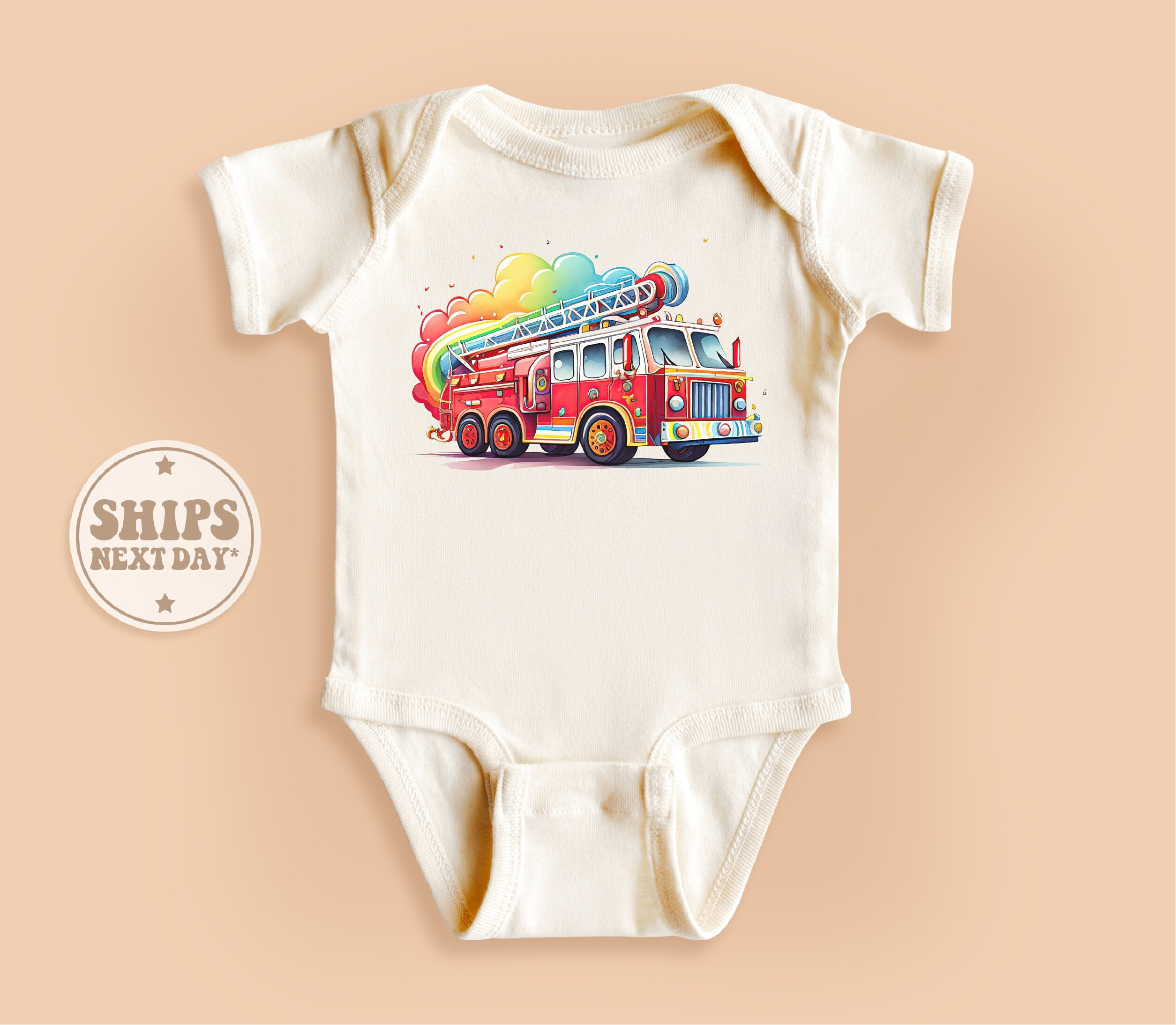 Bella Canvas with Firetruck, Firefighter, Fireman, Baby Gift Cute and ...
