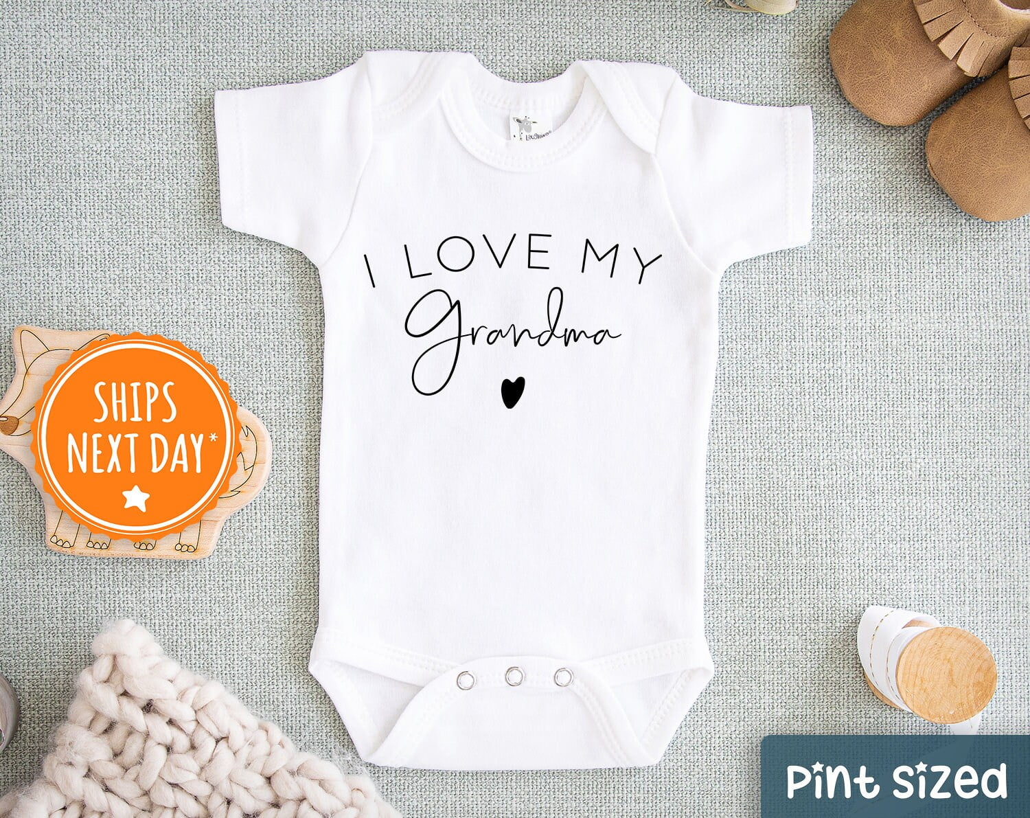 Bella Canvas with Grandma - Cute I Love My Grandma, Cute Grandma Cute Baby Boy or Girl Bodysuit ...