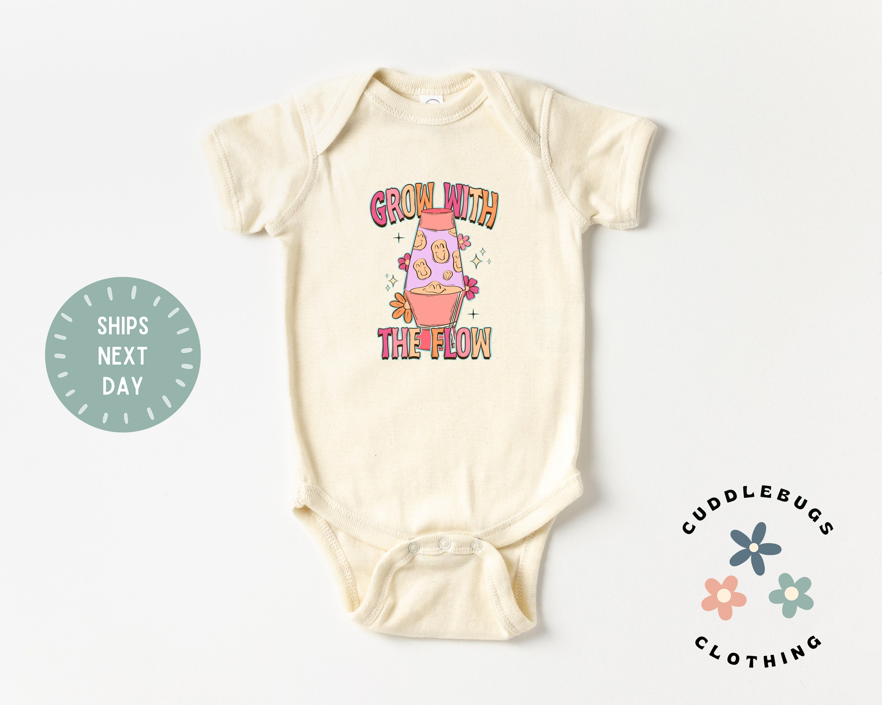 Bella Canvas with Grow With The Flow, Retro Boho Lava Lamp, Hippie Baby ...