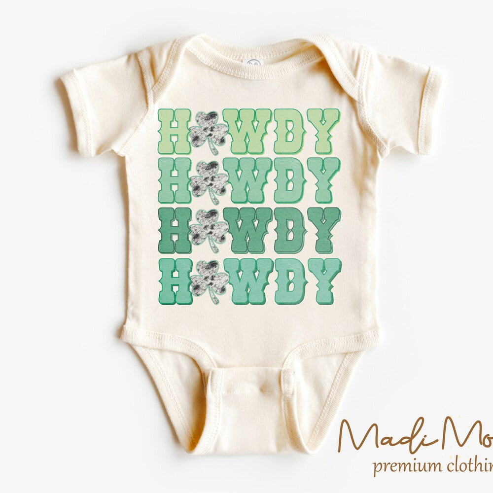 Bella Canvas with Howdy Country, St Patrick'S Day s Cute Baby Boy or Girl Bodysuit Gift ...