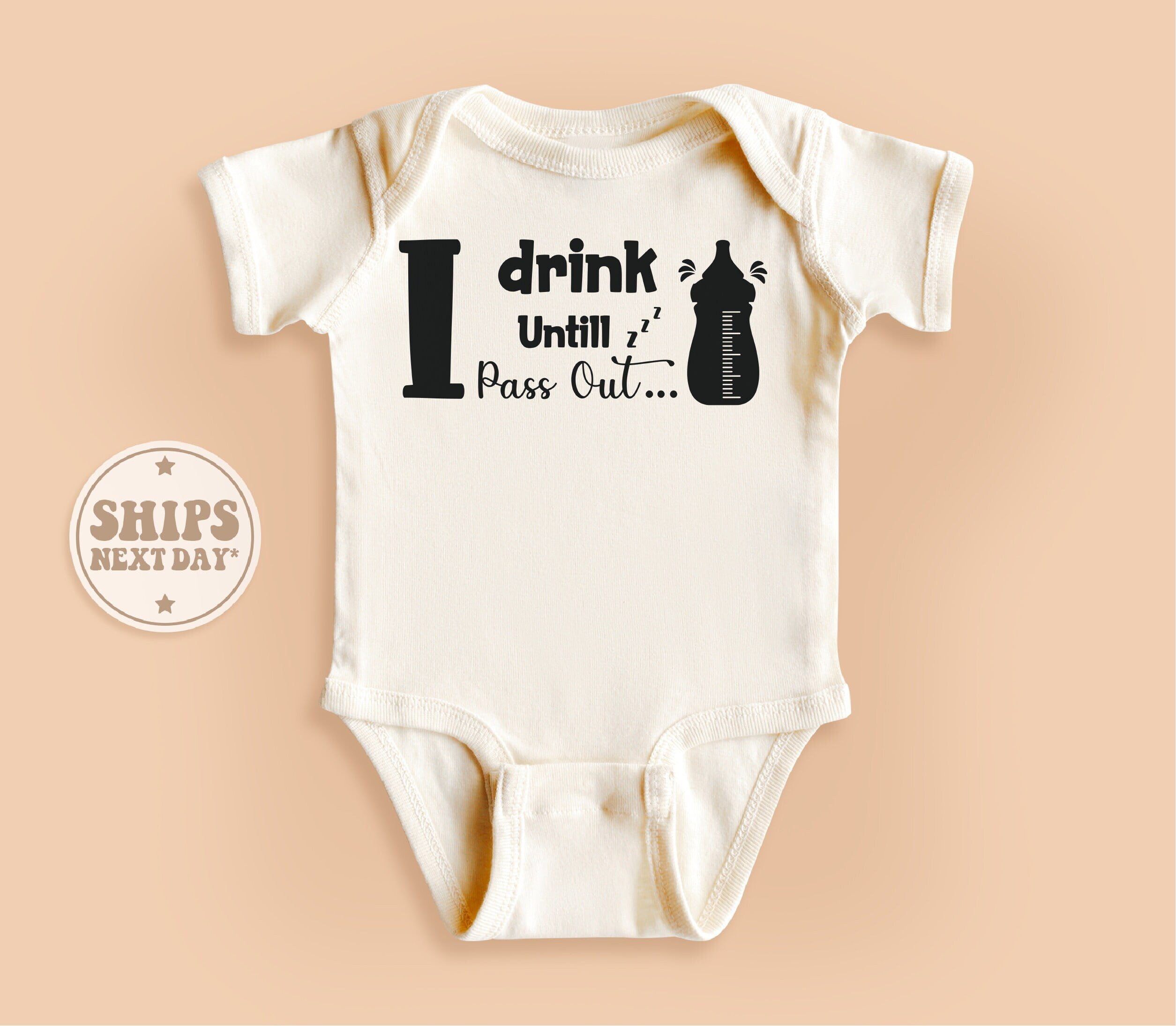 Bella Canvas with I Drink Until I Pass Out, Funny Baby Retro Natural ...