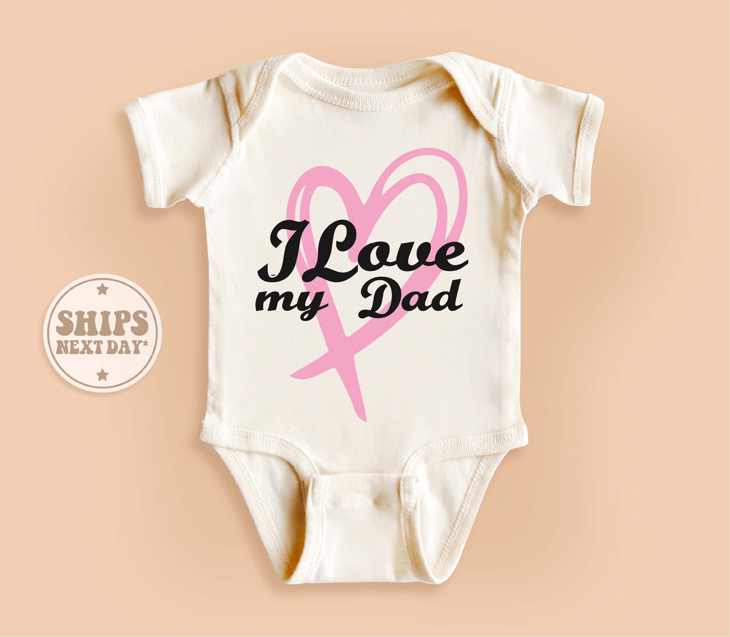 Bella Canvas with I Love My Dad, Cute Dad, Heart, Retro Natural Baby ...