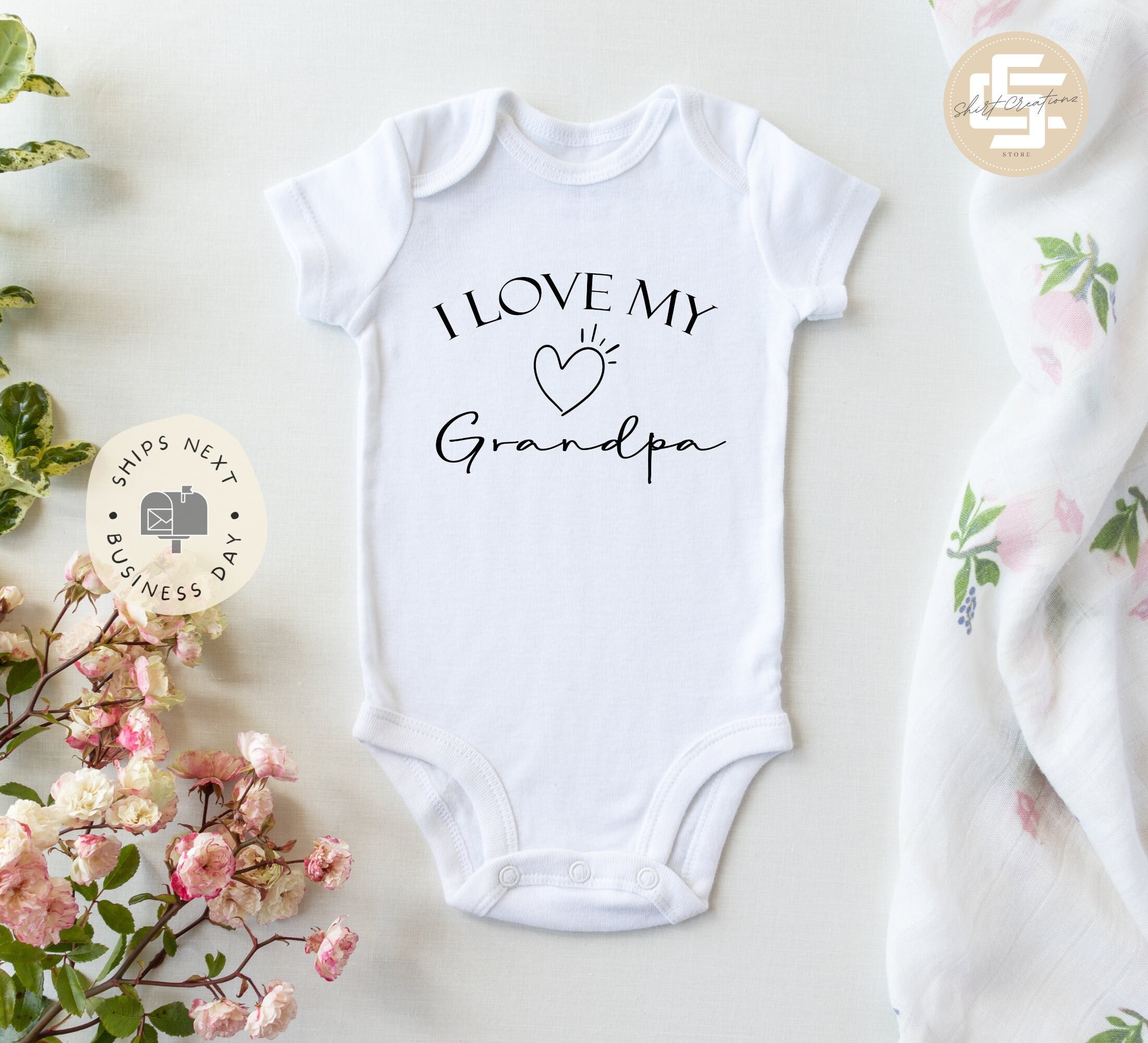 Bella Canvas with I Love My Grandpa Hi Grandpa, Cute Grandpa Newborn Body Suit. Newborn Baby ...