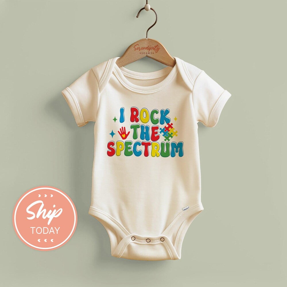 Bella Canvas with I Rock The Spectrum, Cute Autism Awareness, Colorful ...