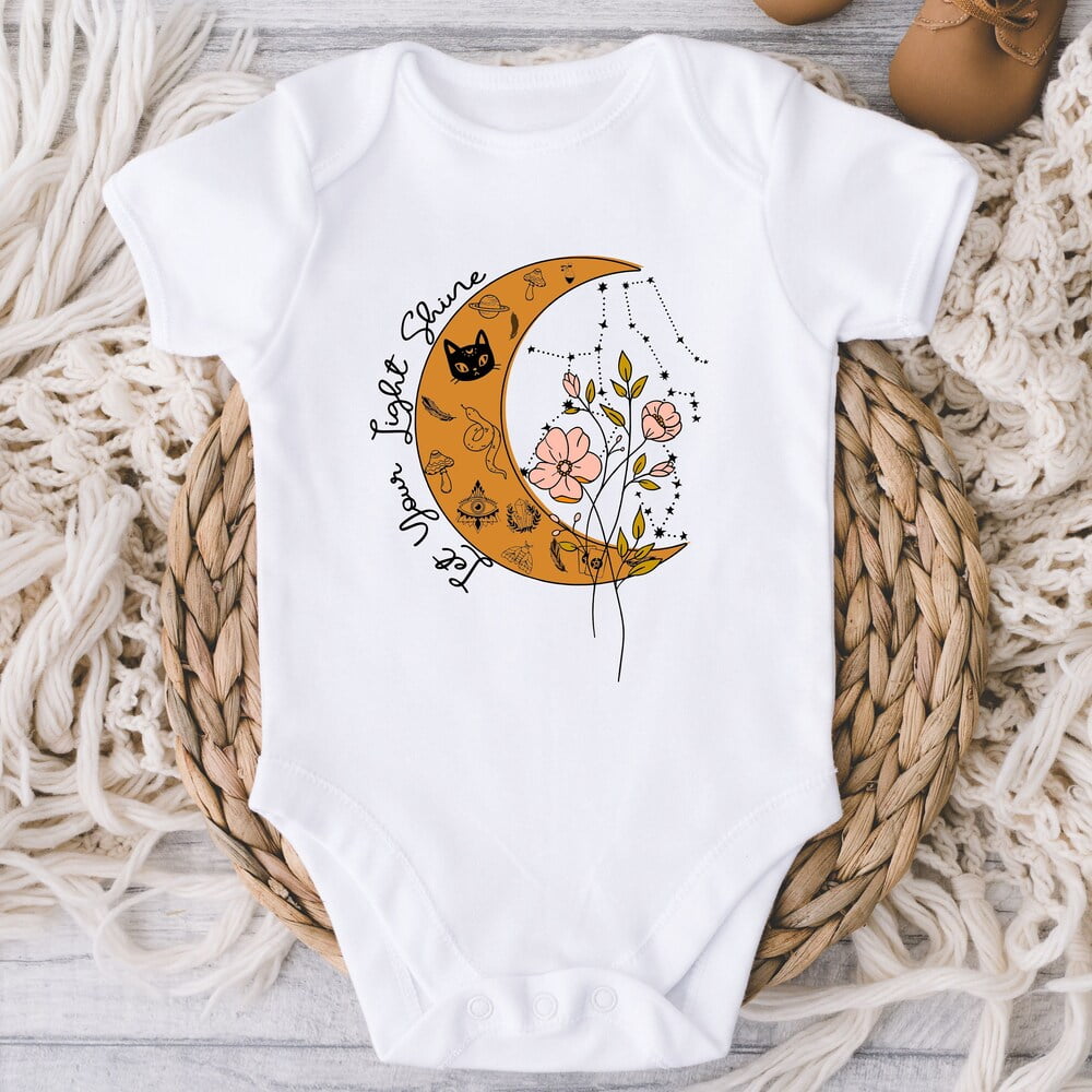 Bella Canvas with Let Your Light Shine, Retro Wildflower Mystical Moon Celestial Hippie Boho ...