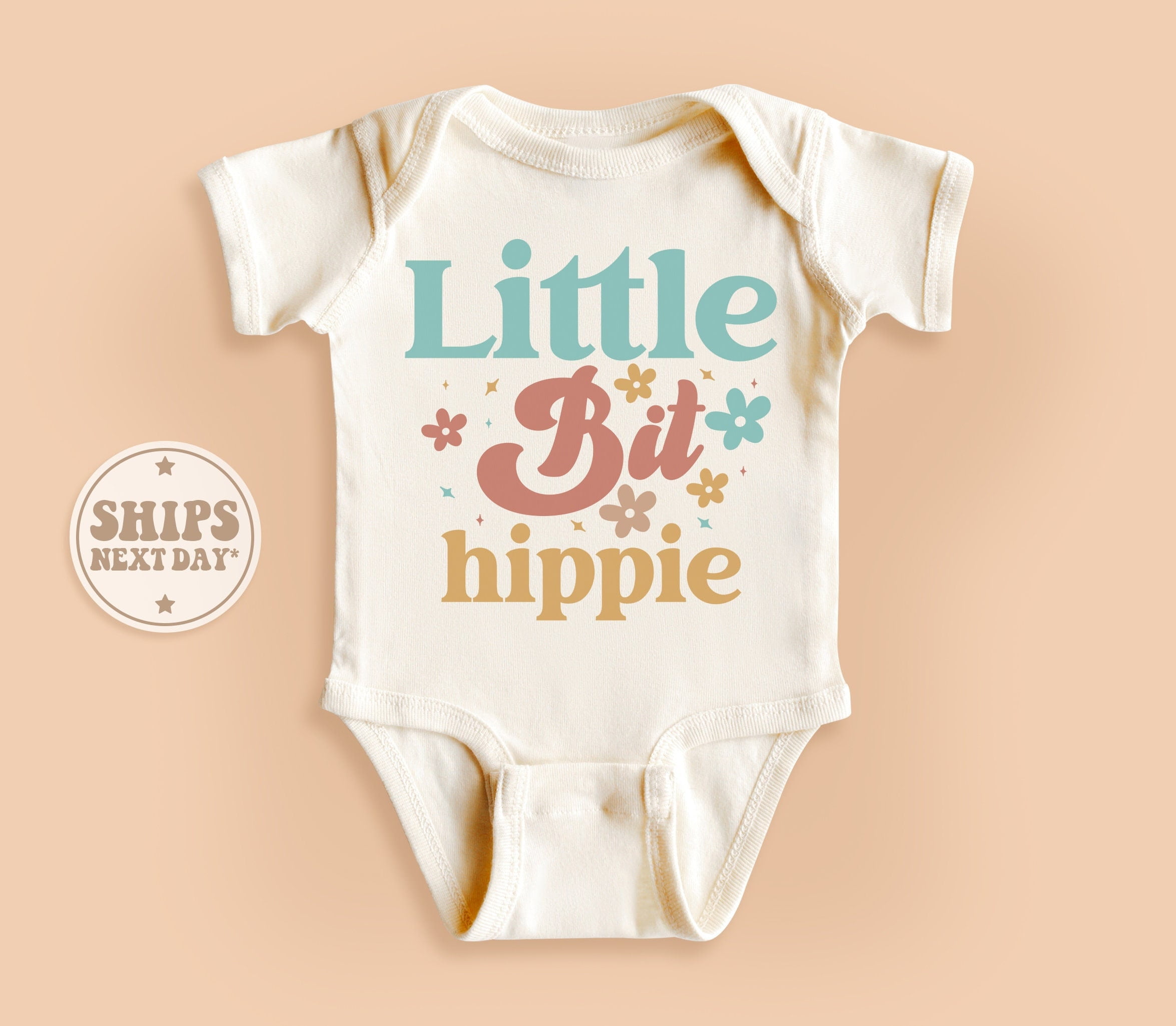 Bella Canvas with Little Bit Hippie, Hippie, Retro Natural, Baby Girl ...