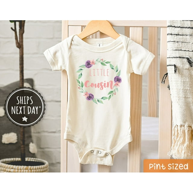 Bella Canvas with Little Cousin, Little Cousin Baby Girl, Little Cousin Colored Floral Wreath ...