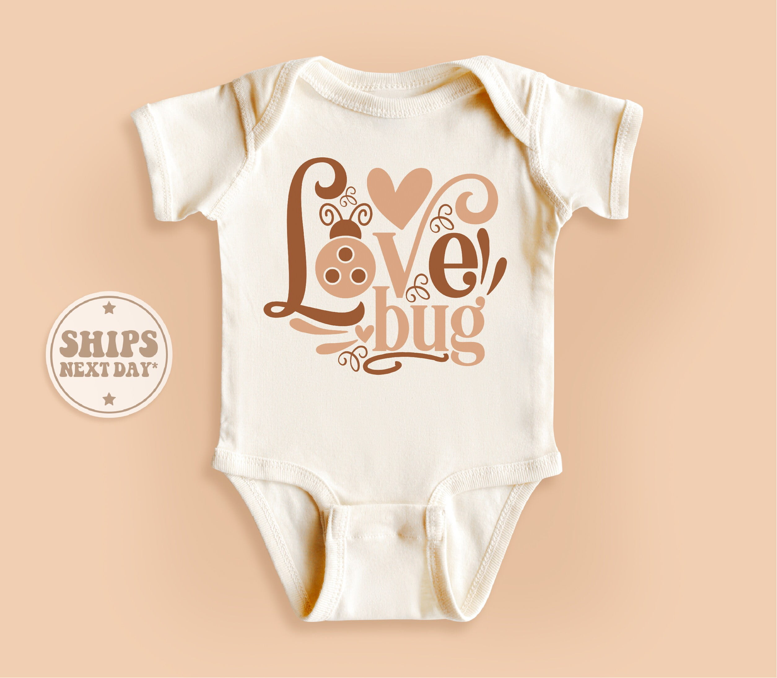 Bella Canvas with Little Love Bug, Ladybug, Retro Natural Baby Gift ...