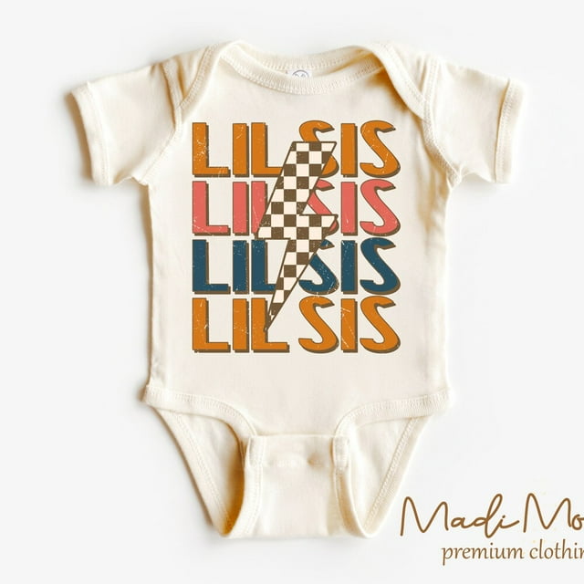Bella Canvas with Little Sister, Lil Sis Kids Shirt Cute Baby Boy or Girl Bodysuit Gift ...