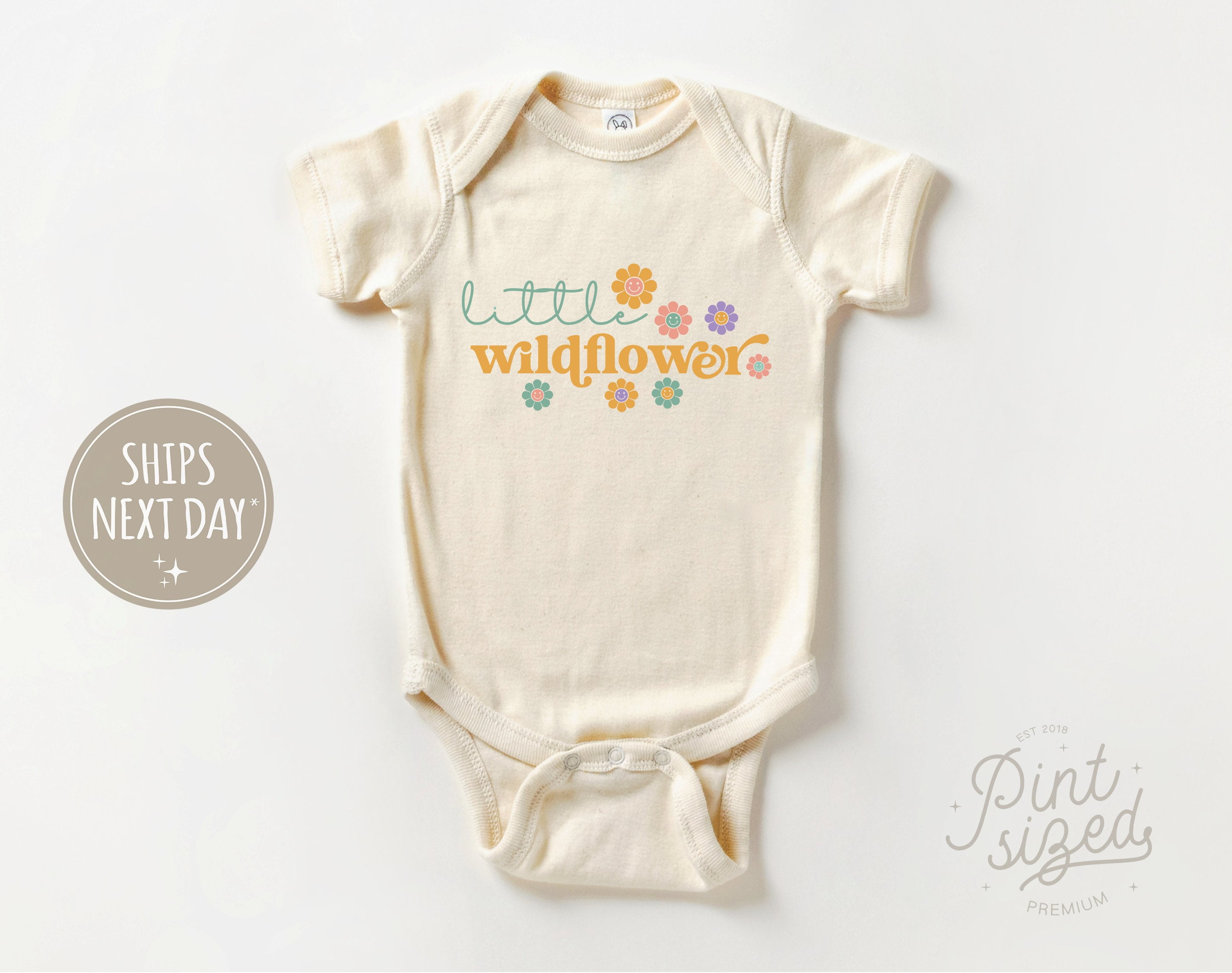 Bella Canvas with Little Wildflower, Boho Flower, Girls Cute Baby Boy or Girl Bodysuit Gift ...