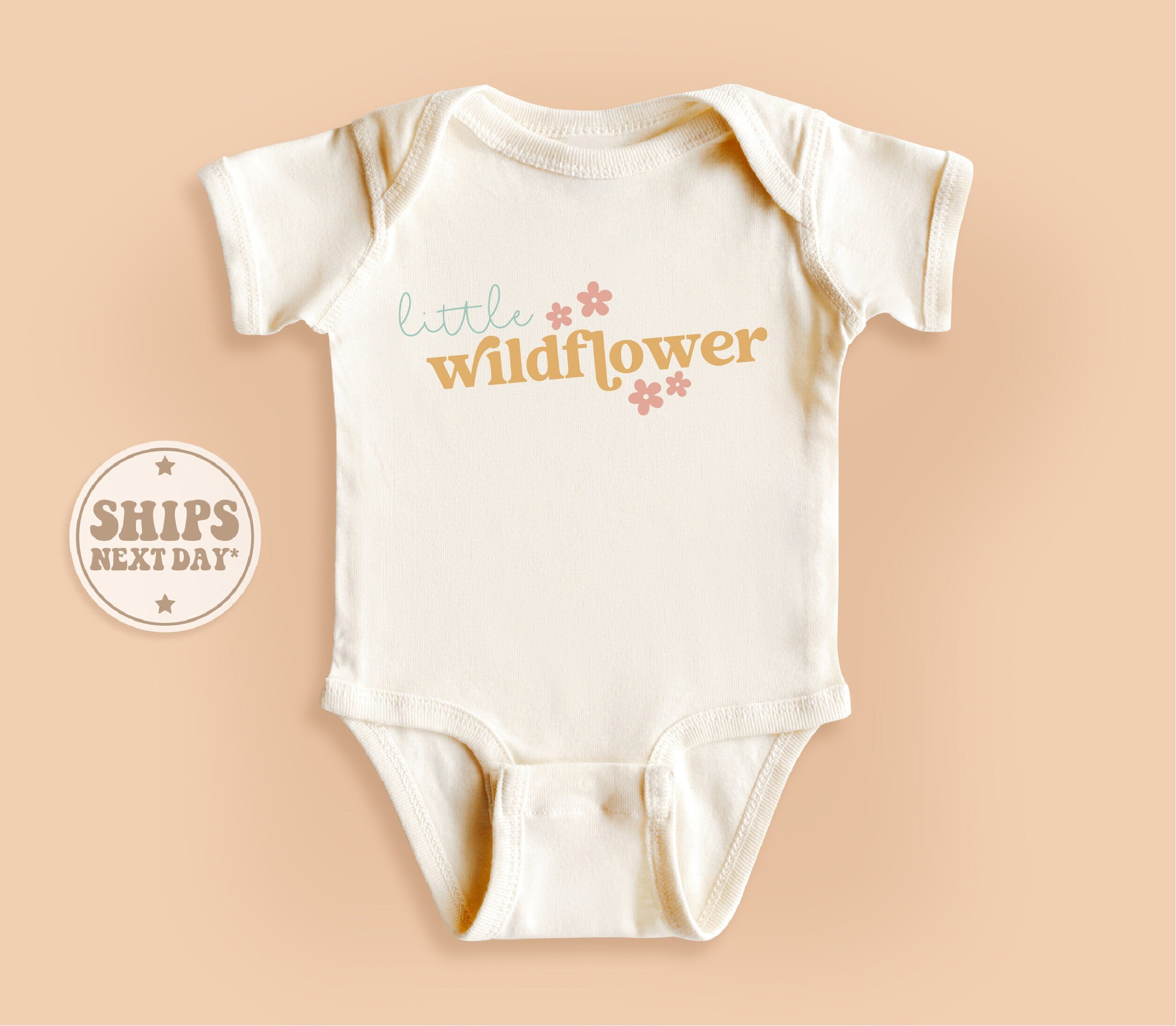 Bella Canvas with Little Wildflower, Flower, Retro Natural Cute and Cool, Baby Boy or Girl ...