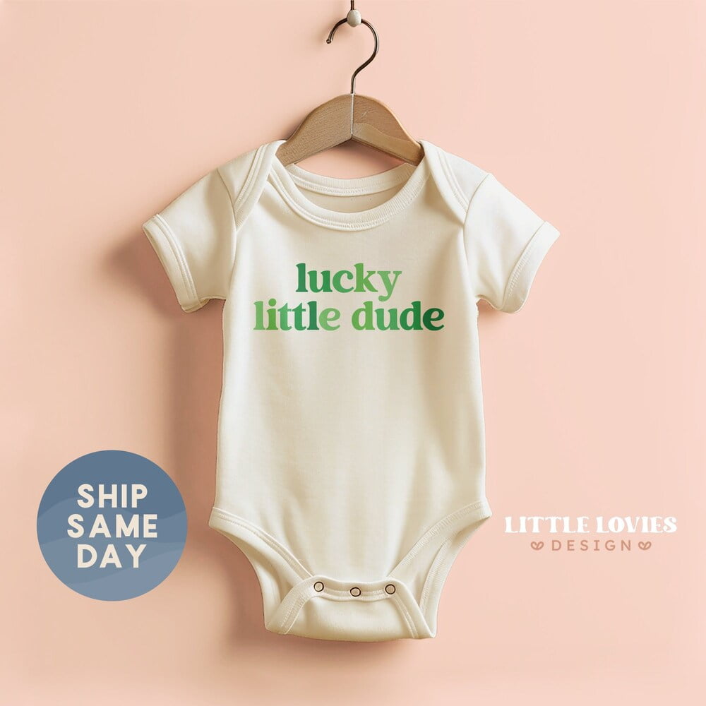 Bella Canvas with Lucky Little Dudes, Funny, St Patricks Baby Gift, Baby Boy Holiday Gift, Cute ...