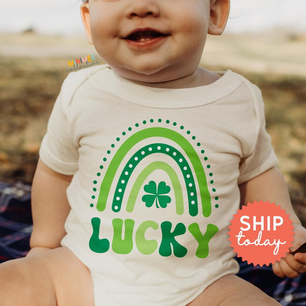 Bella Canvas with Lucky Rainbow St. Patrick'S Day, Infant Clover, Cute St. Paddy'S Outfit, Irish ...