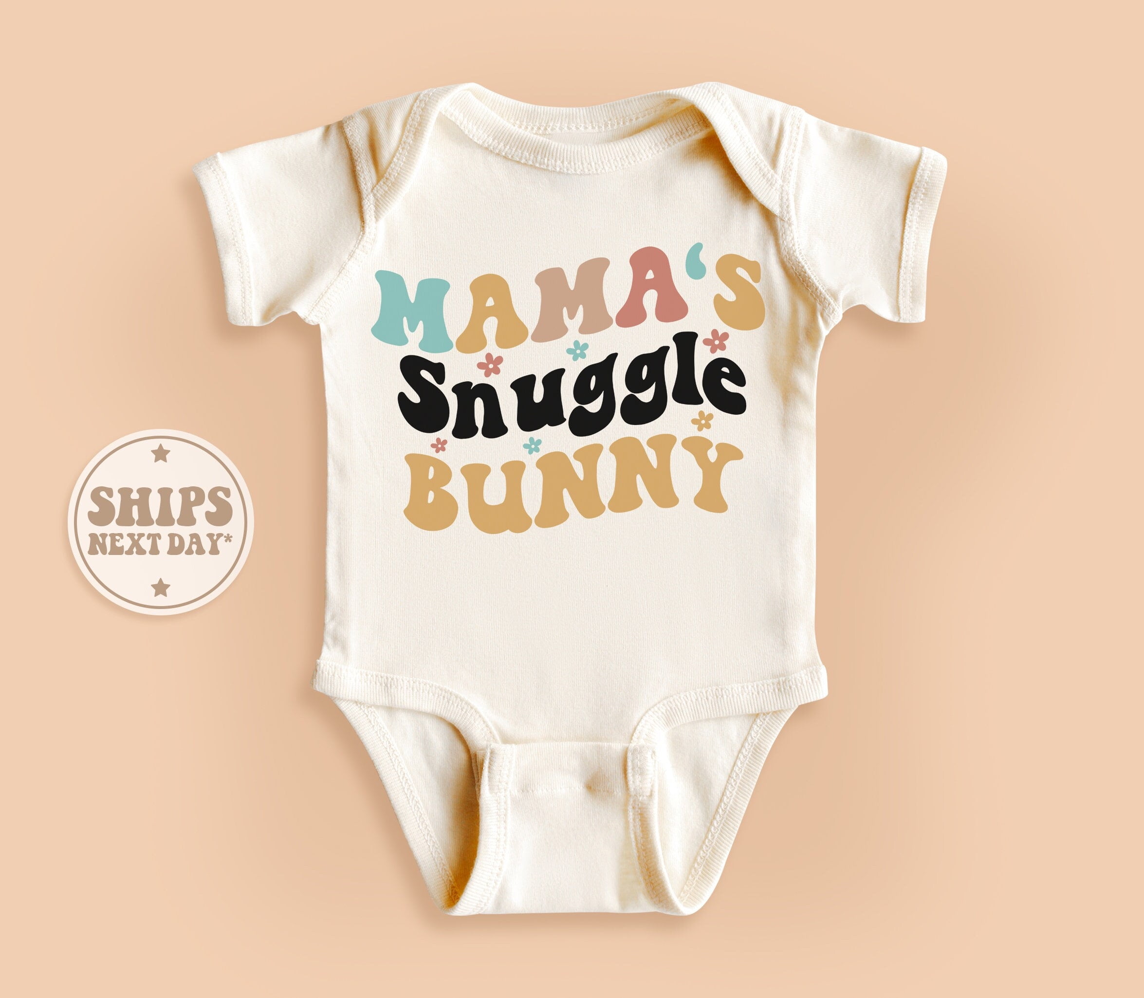 Bella Canvas with Mama'S Snuggle Bunny, Retro Natural, Easter Baby Gift ...