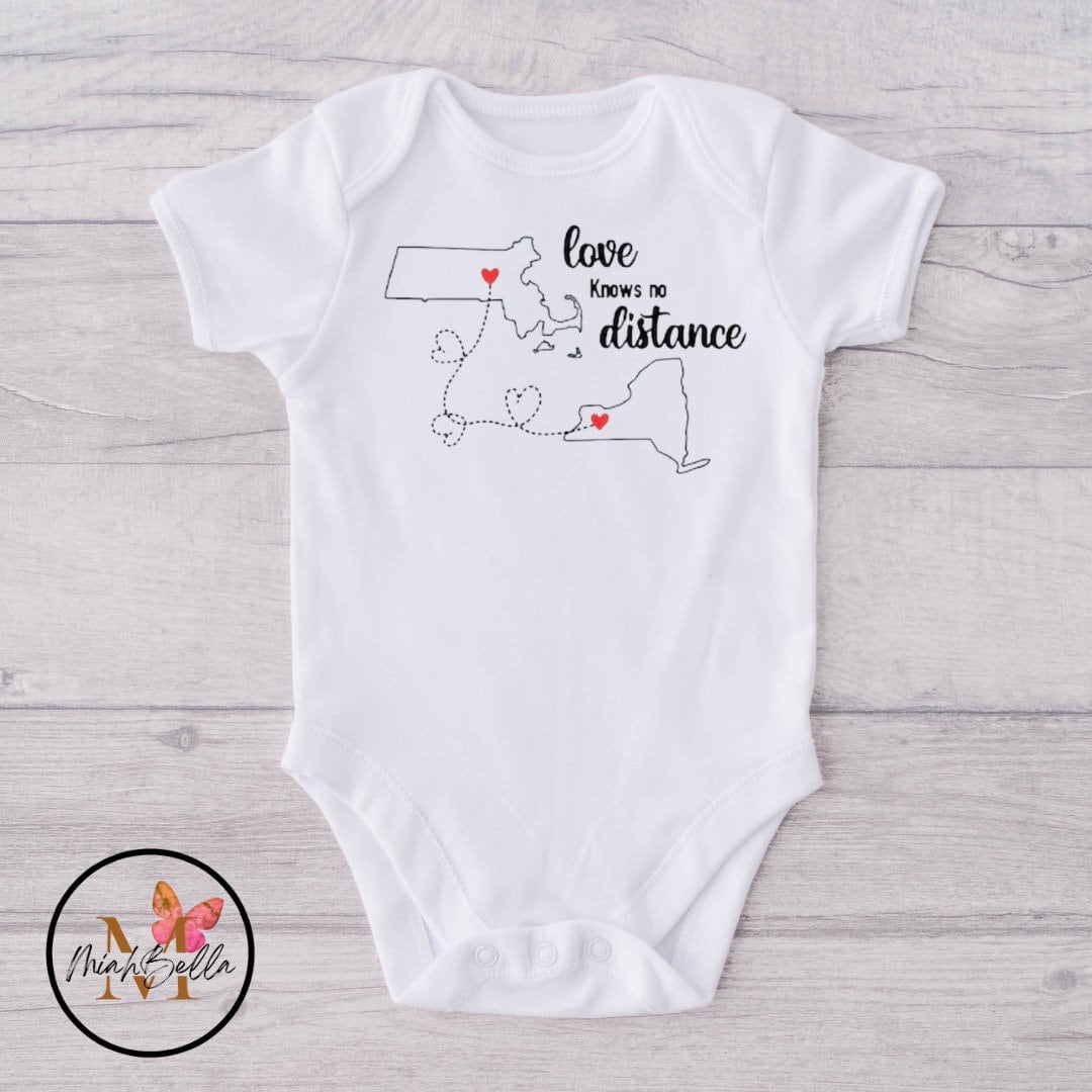 Bella Canvas with Map Baby Distance Love Knows No Distance Someone ...