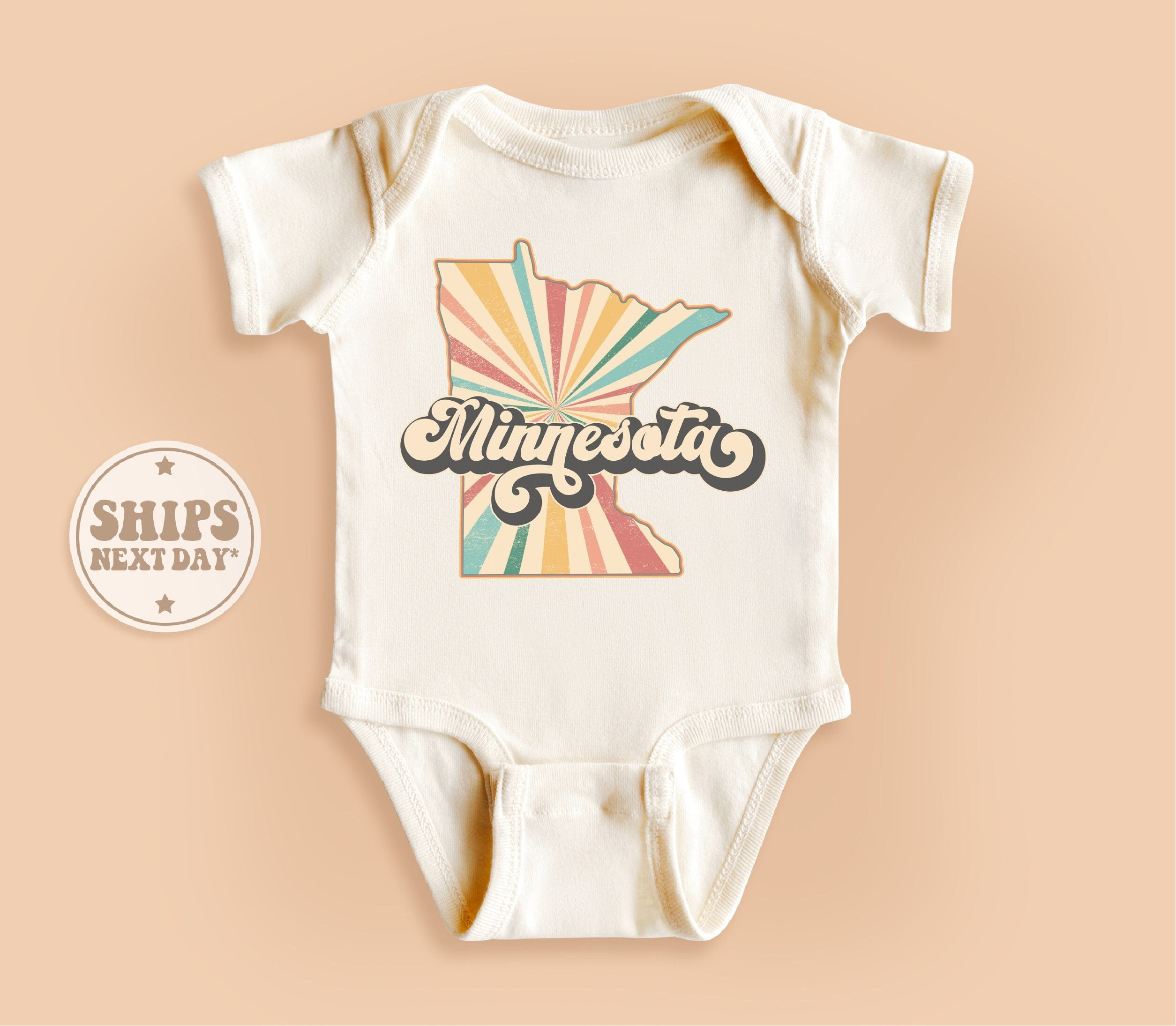 Bella Canvas with Minnesota State, Retro Natural, Minnesota, Long ...