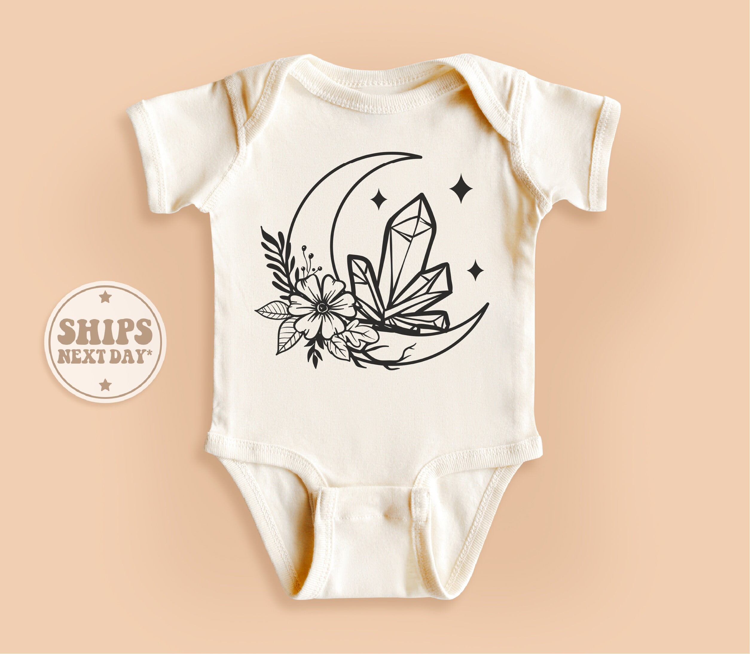 Bella Canvas with Moon Rose, Boho Crystal, Celestial, Floral Natural ...