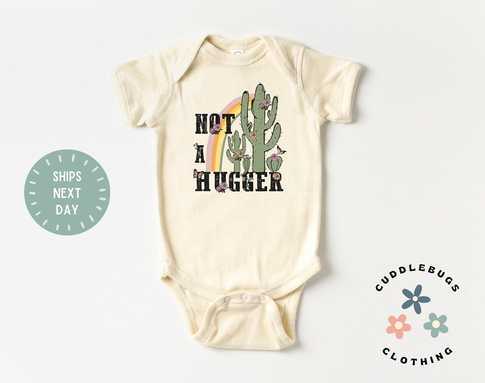 Bella Canvas with Not A Huggers, Funny Cactus, Cute Desert Baby Girl ...