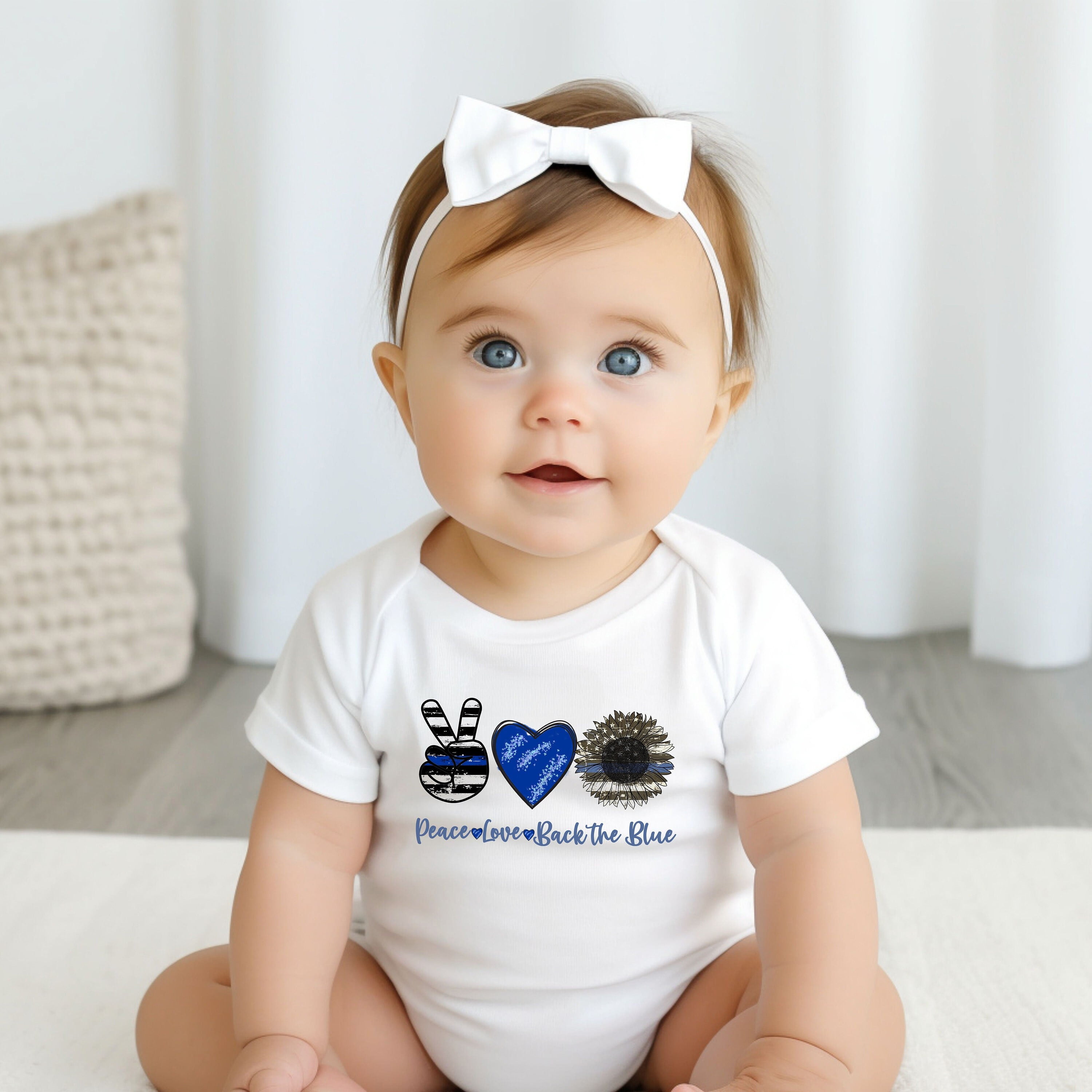 Bella Canvas with Peace Love Blue Sunflower, Blue Line Flag, Blue Line ...