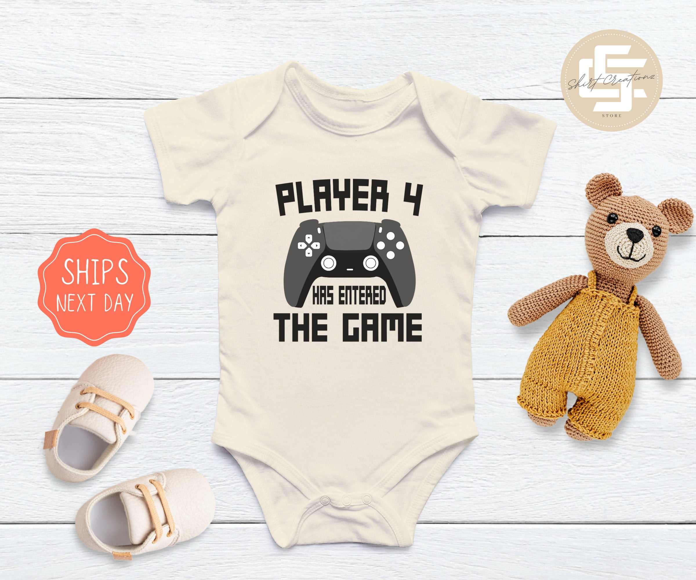 Bella Canvas with Player 4 Has Entered The Game, Player Four, Newborn Baby Body Suit. Cute Baby ...