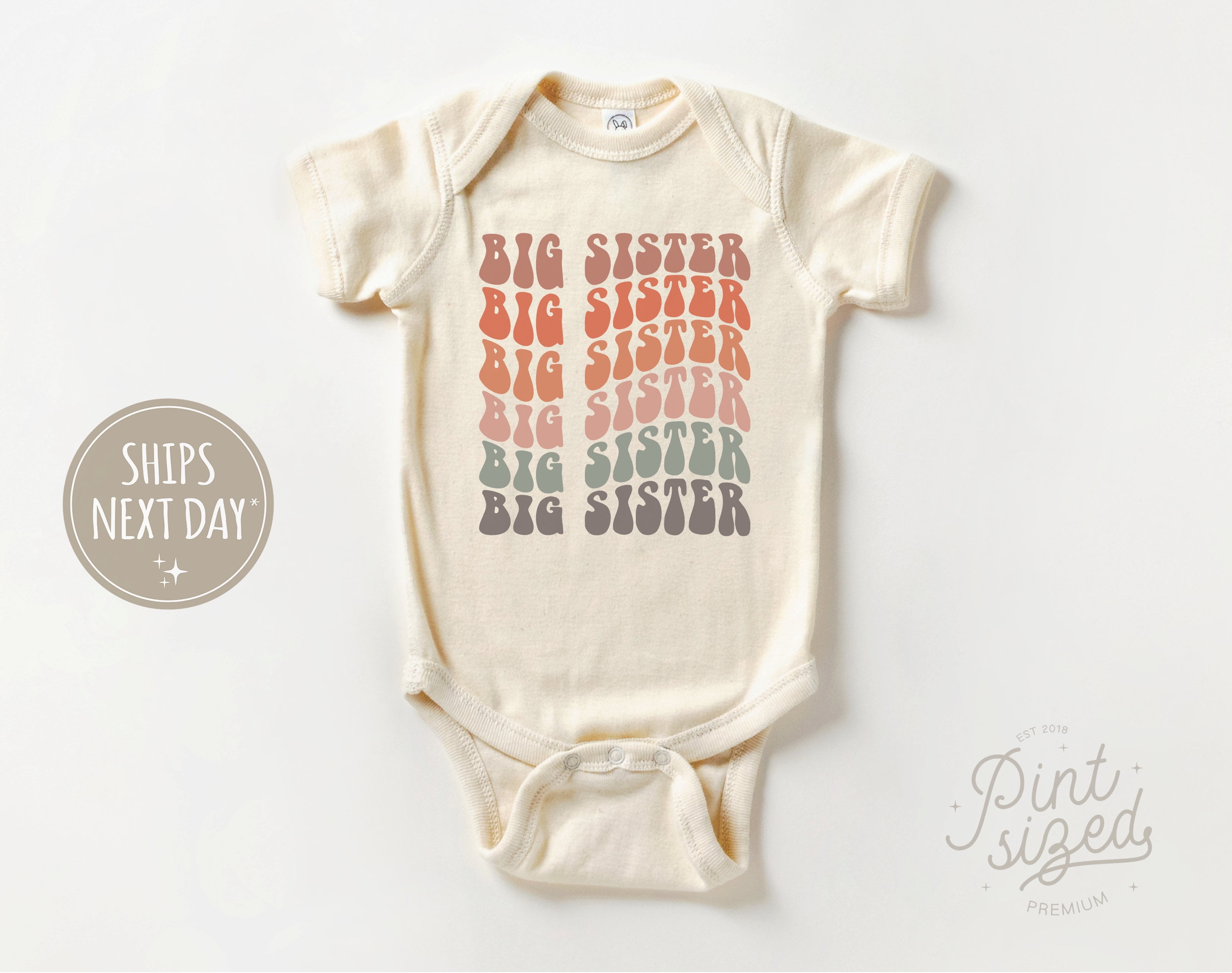 Bella Canvas with Retro Big Sister, Rainbow Sibling, Big Sister Cute ...