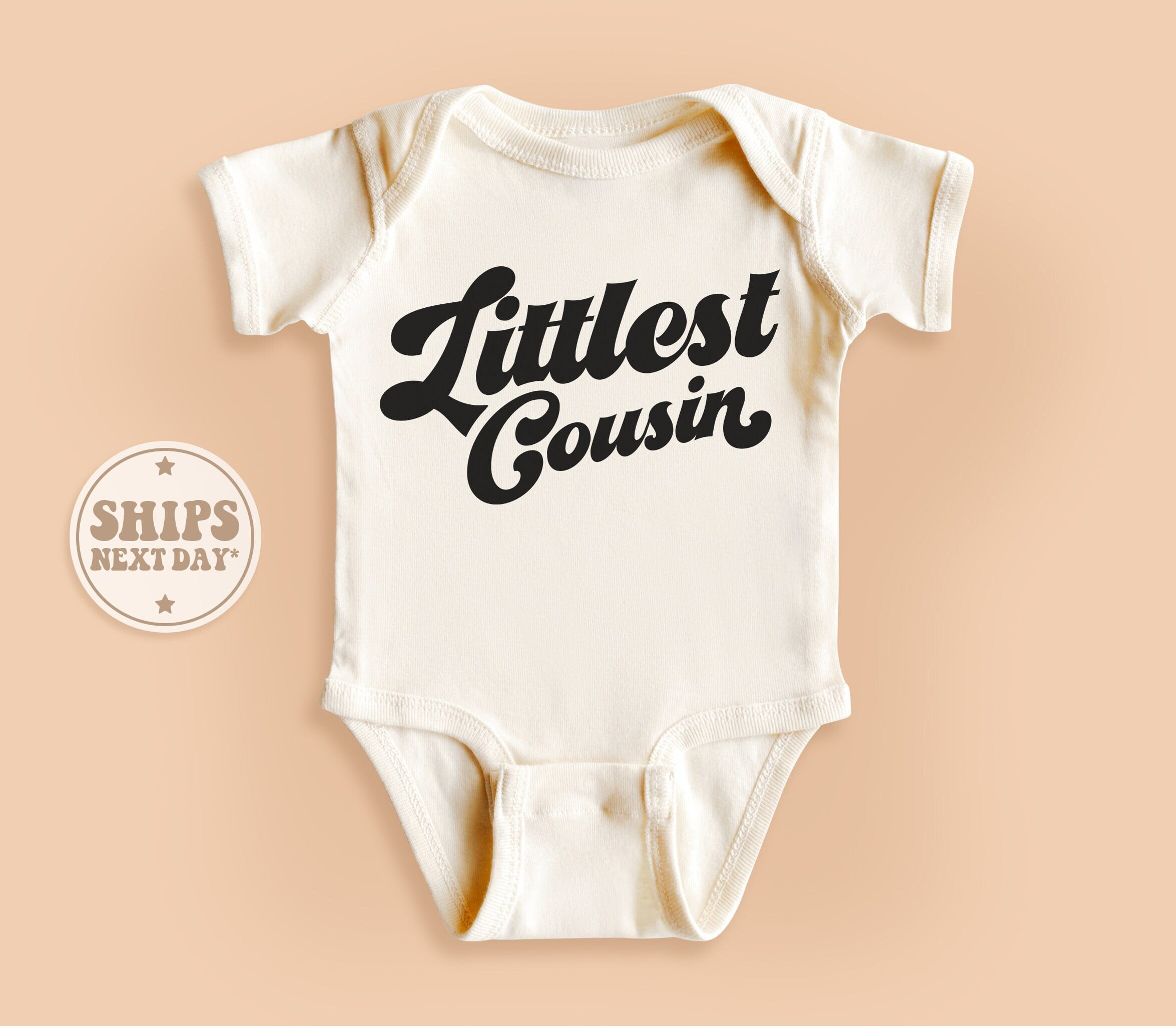 Bella Canvas with Retro Littlest Cousin, Baby Gift, Littlest Cousin ...