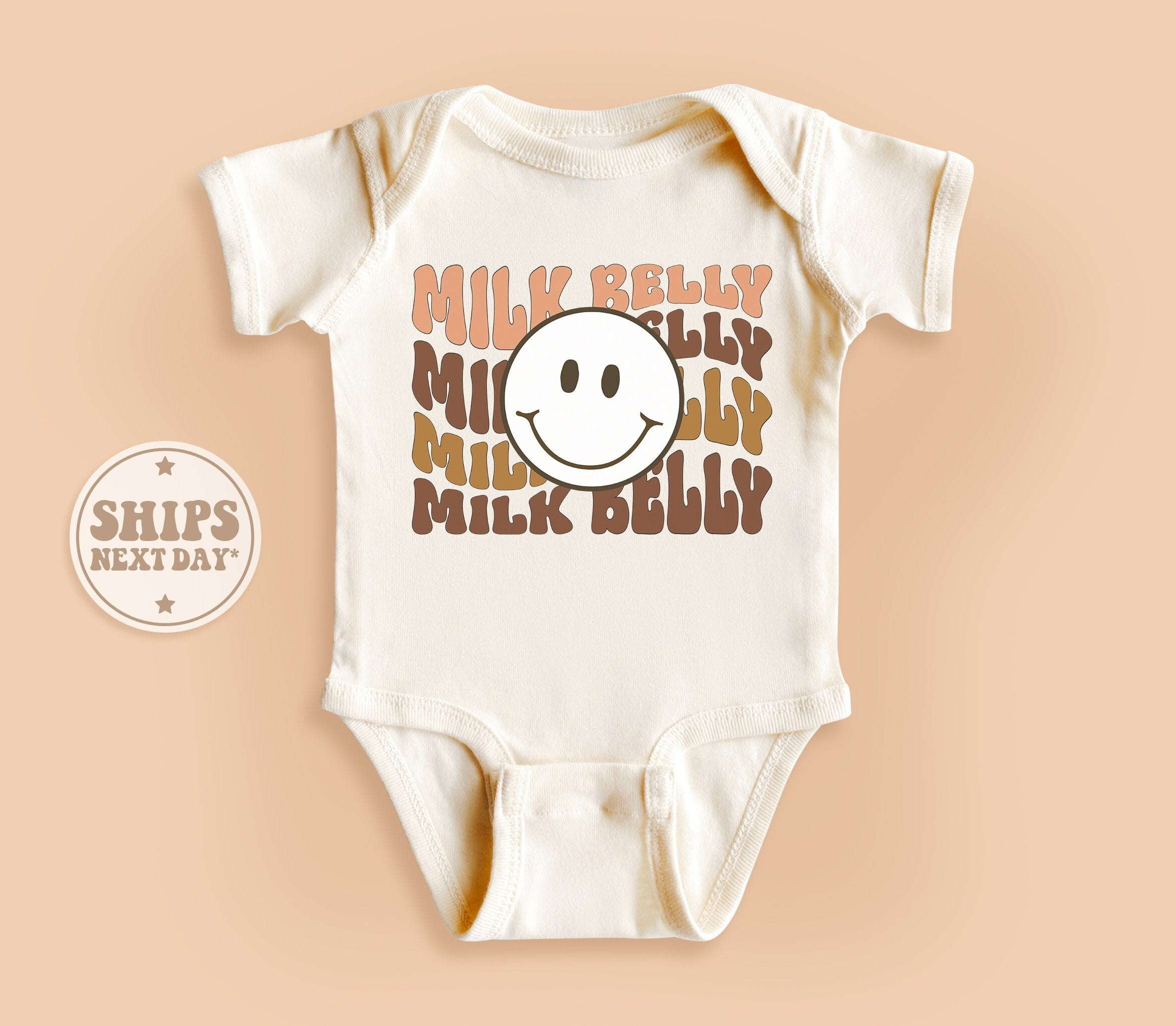 Bella Canvas with Retro Milk Belly, Milk Belly Smiley, Smiley Face ...