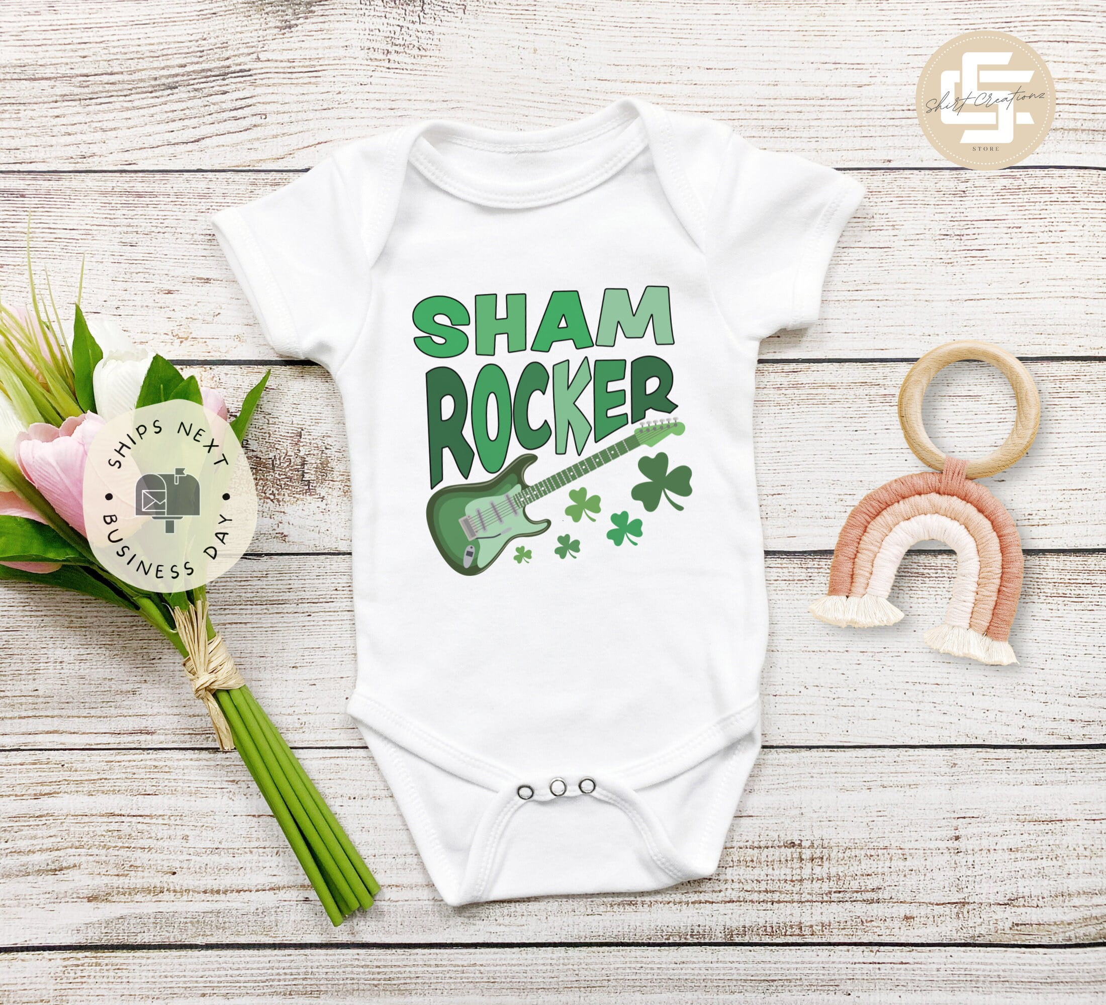 Bella Canvas with Sham Rocker, St. Patrick'S, Lucky Baby Body Suit. Shamrock Cute Baby Gift ...